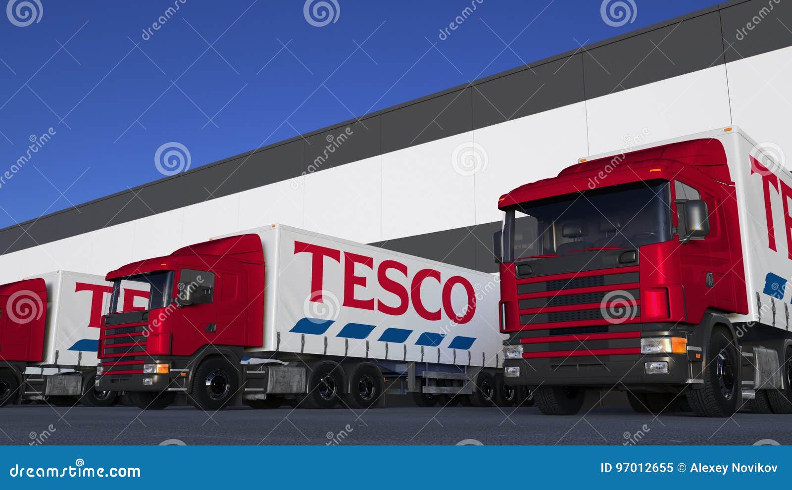 Freight Semi Trucks with Tesco Logo Loading or Unloading at Warehouse ...