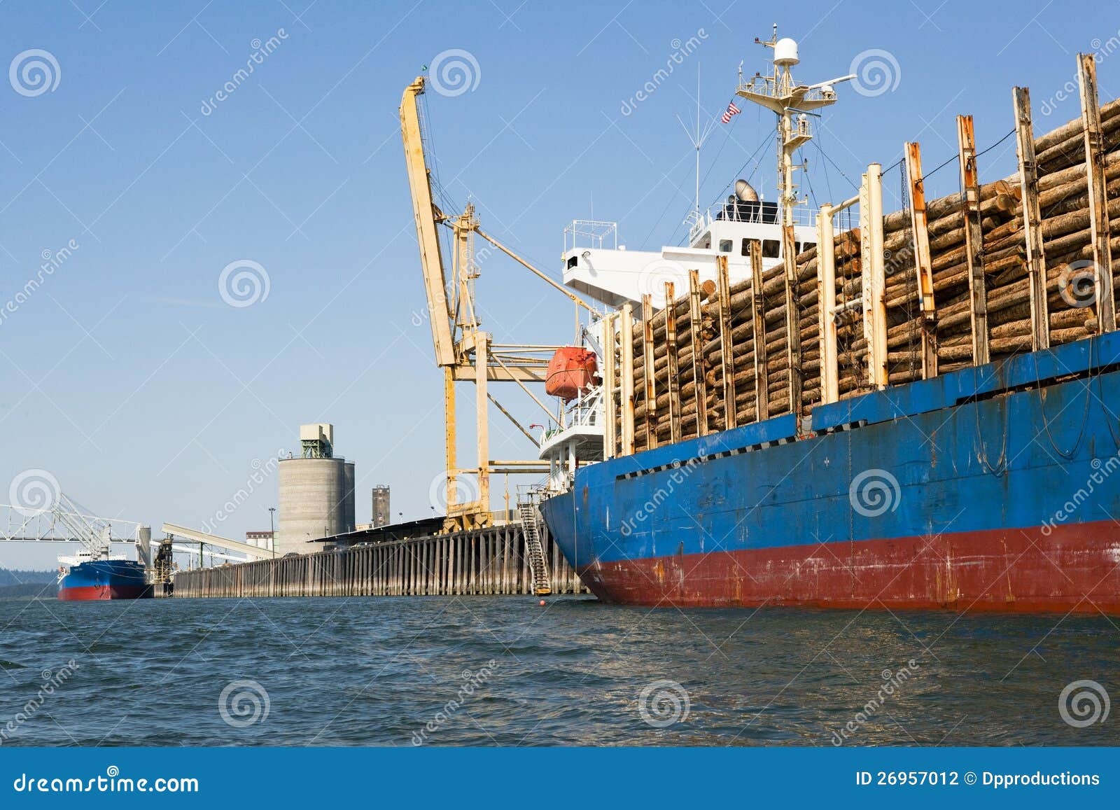 Freight Ship Loaded with Logs Stock Photo - Image of tree, ship: 26957012