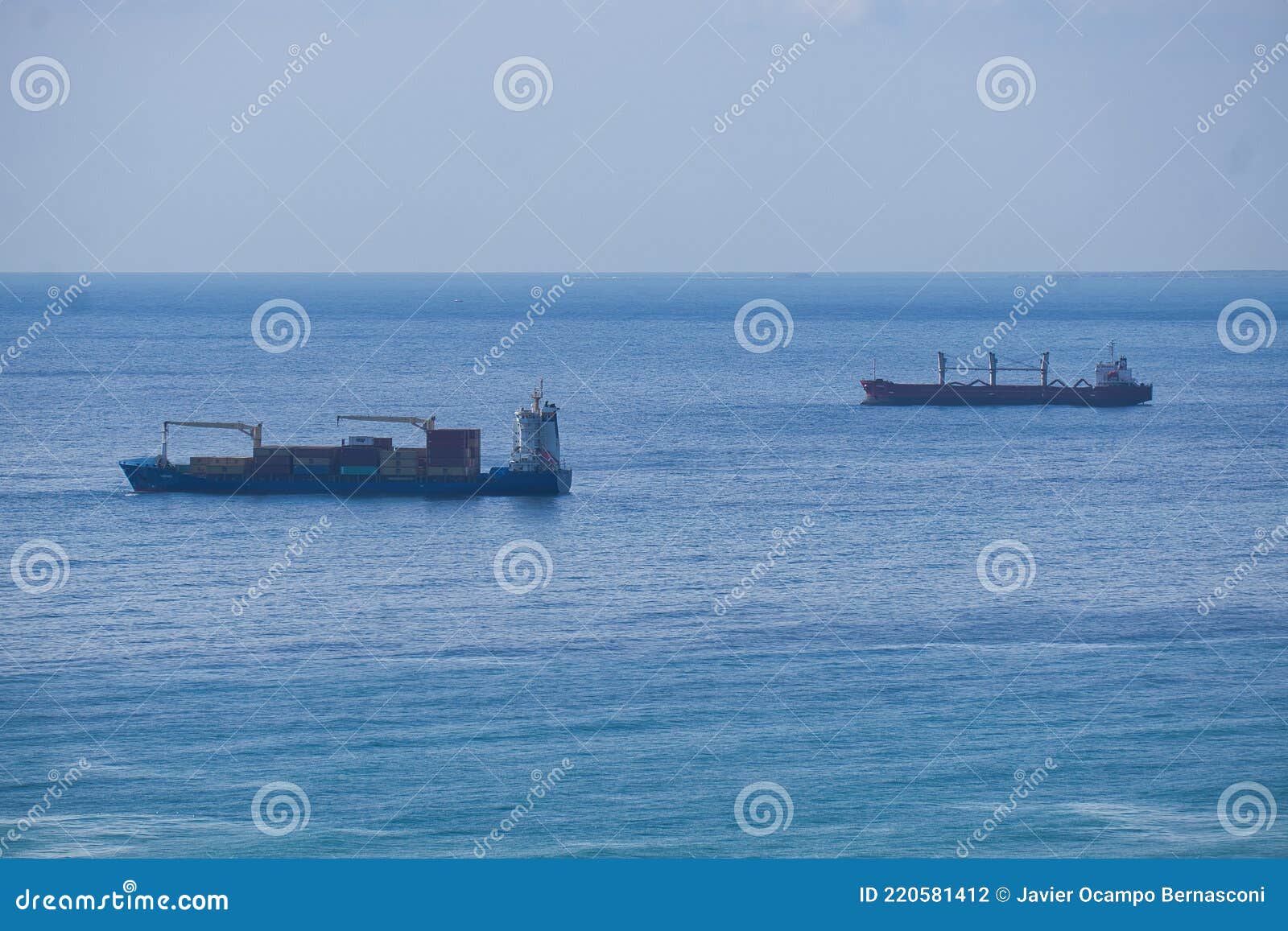 Freight Ship Setting Sail from the Port Stock Photo - Image of ...