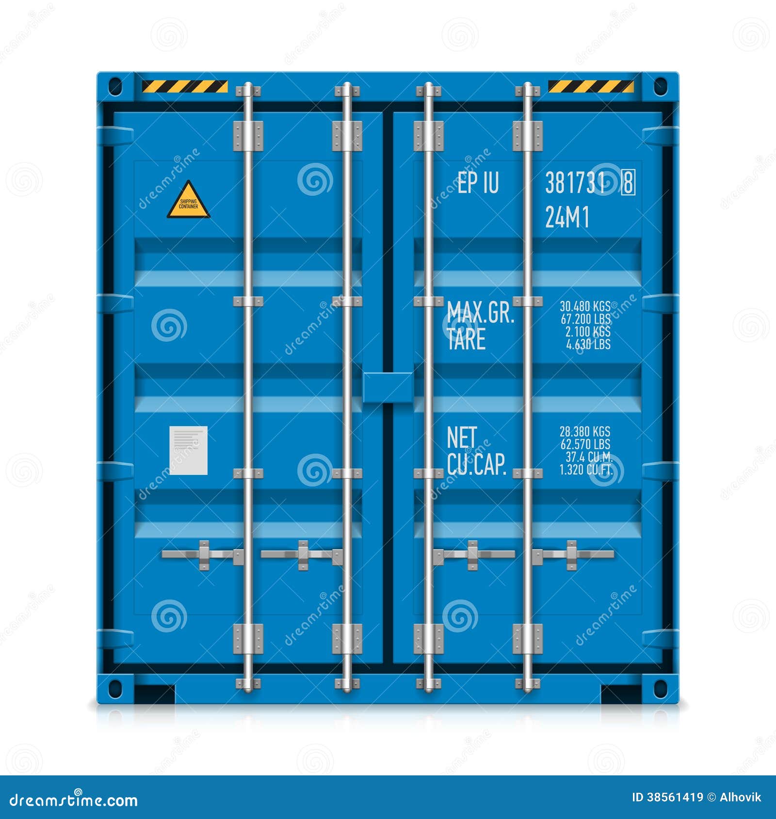Shipping Cargo Containers With Open, Closed Doors Realistic Set. Large ...