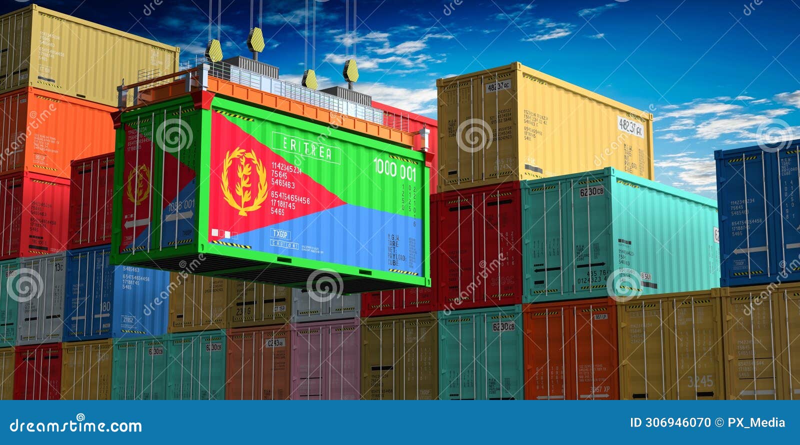 Eritrea - Freight Shipping Container with National Flag Stock ...