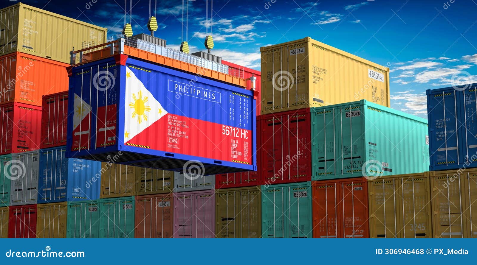 Philippines - Freight Shipping Container with National Flag Stock Illustration - Illustration of ...