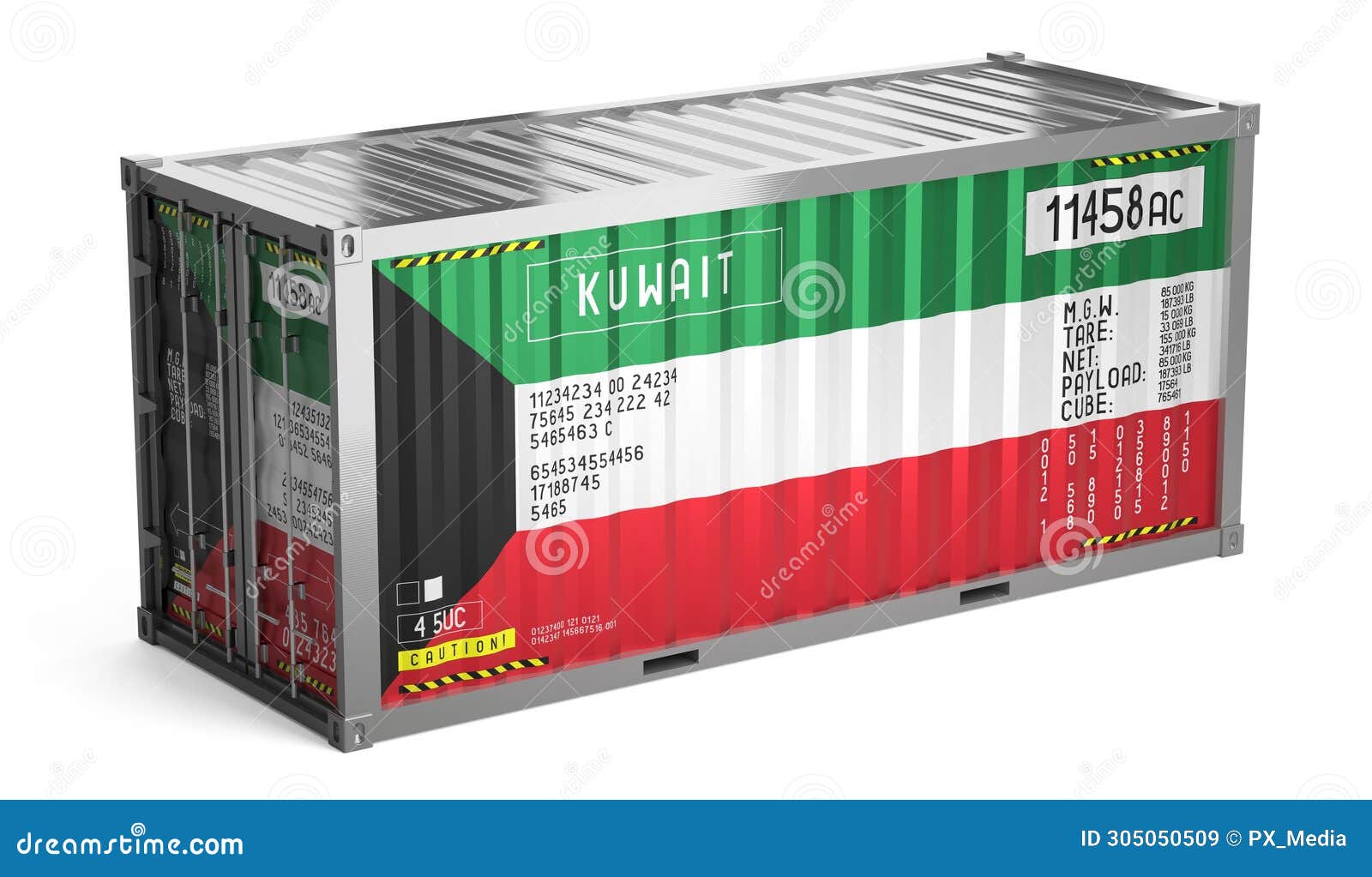 Kuwait - Freight Shipping Container with National Flag Stock ...