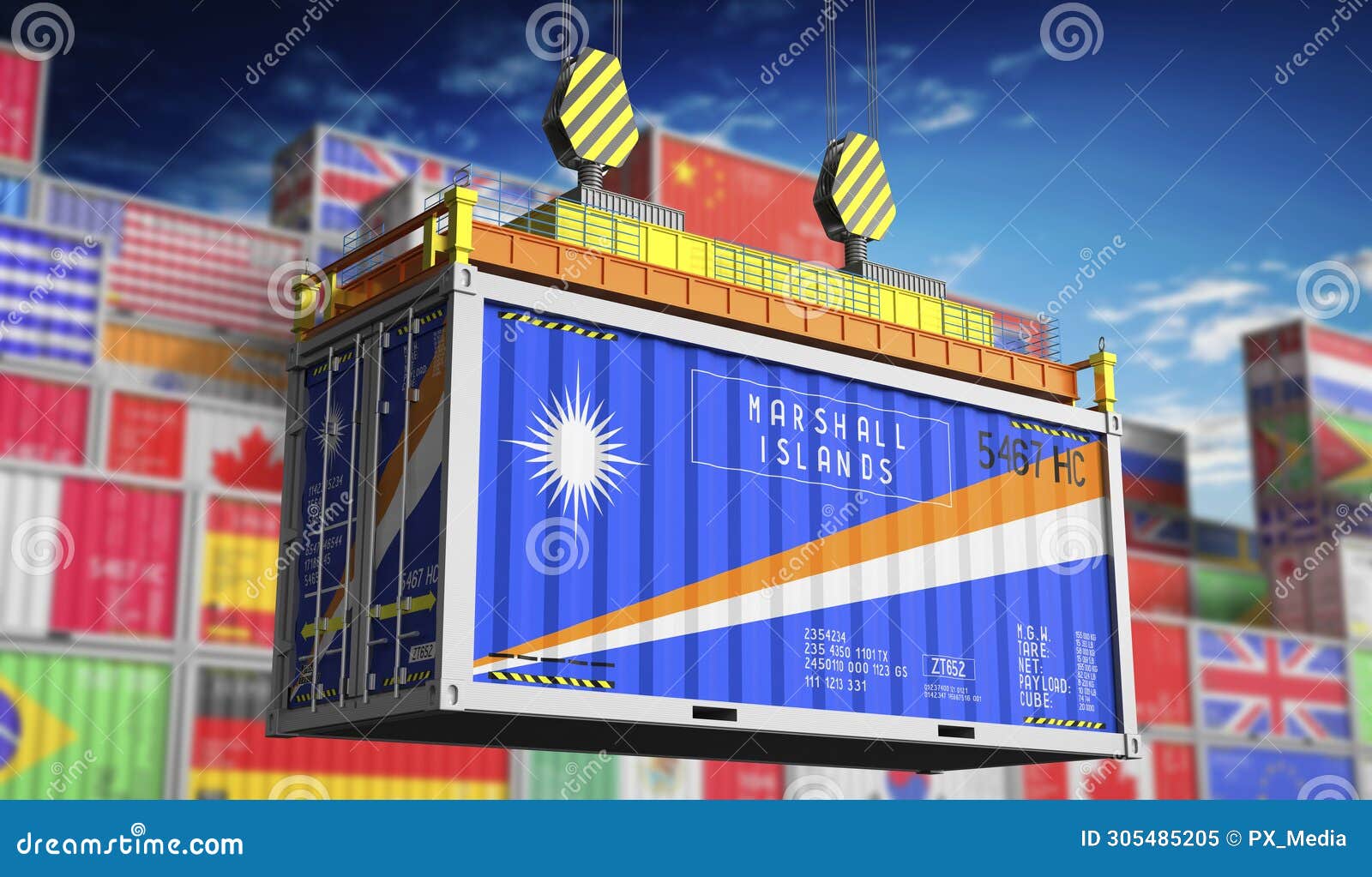 Marshall Islands - Freight Shipping Container with National Flag Stock ...