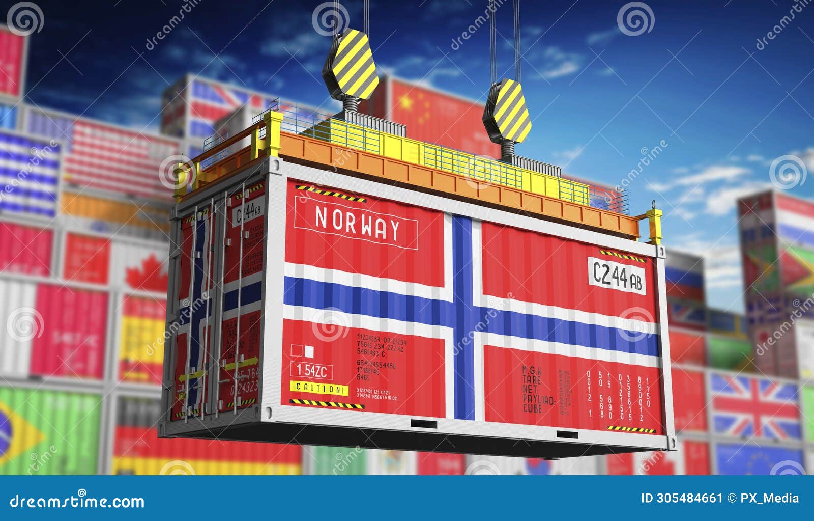 Norway - Freight Shipping Container with National Flag Stock ...