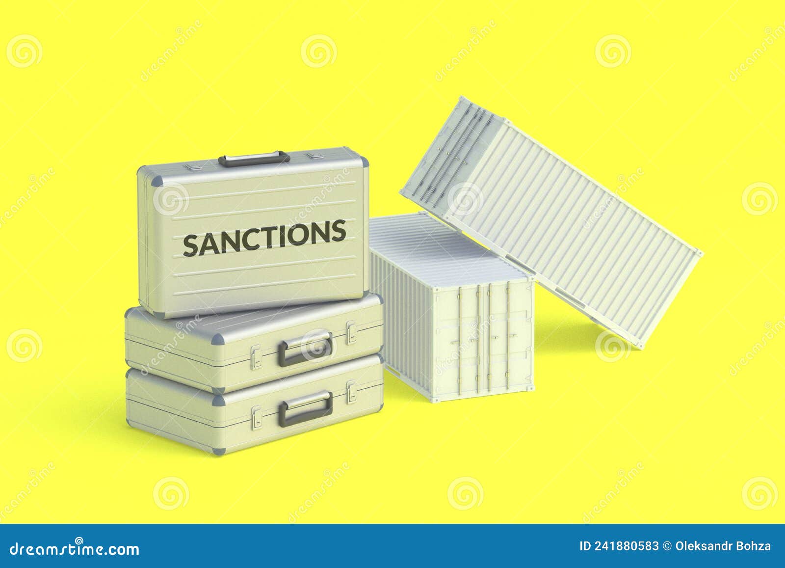 Freight Shipping Container, Suitcase with Word Sanctions Stock ...