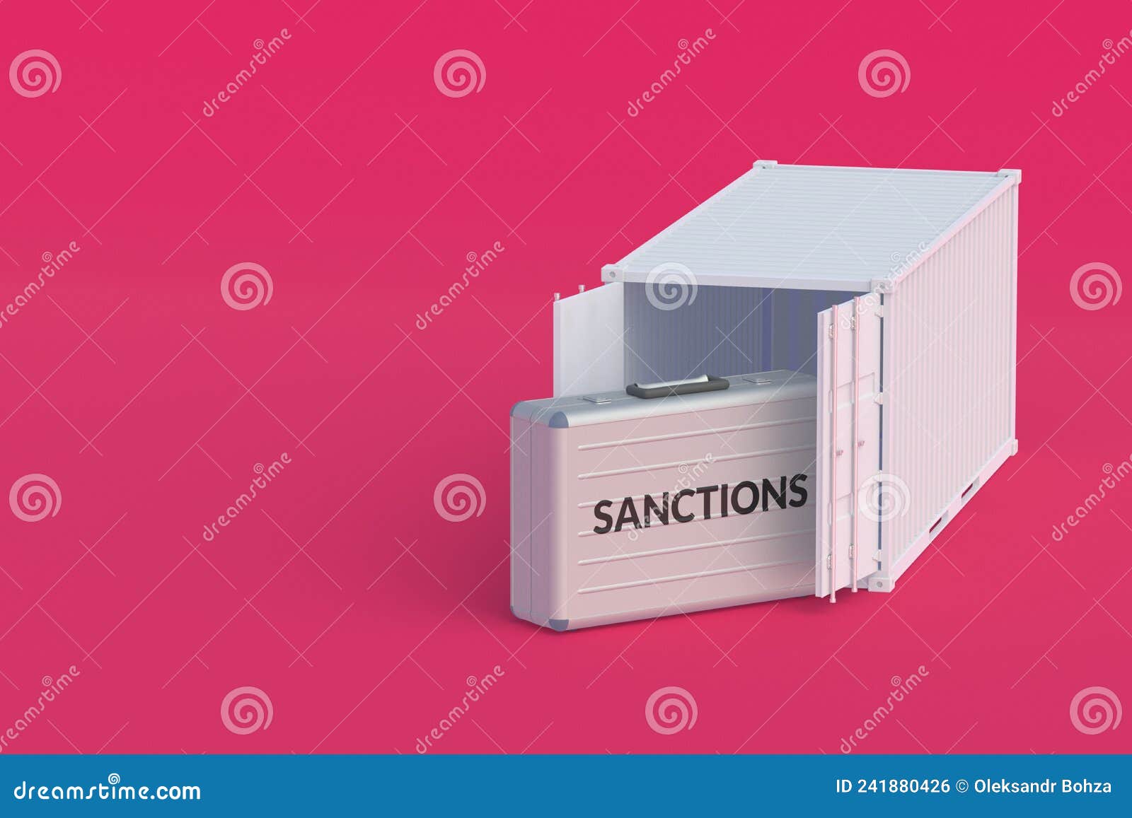 Freight Shipping Container, Suitcase with Word Sanctions. Copy Space ...