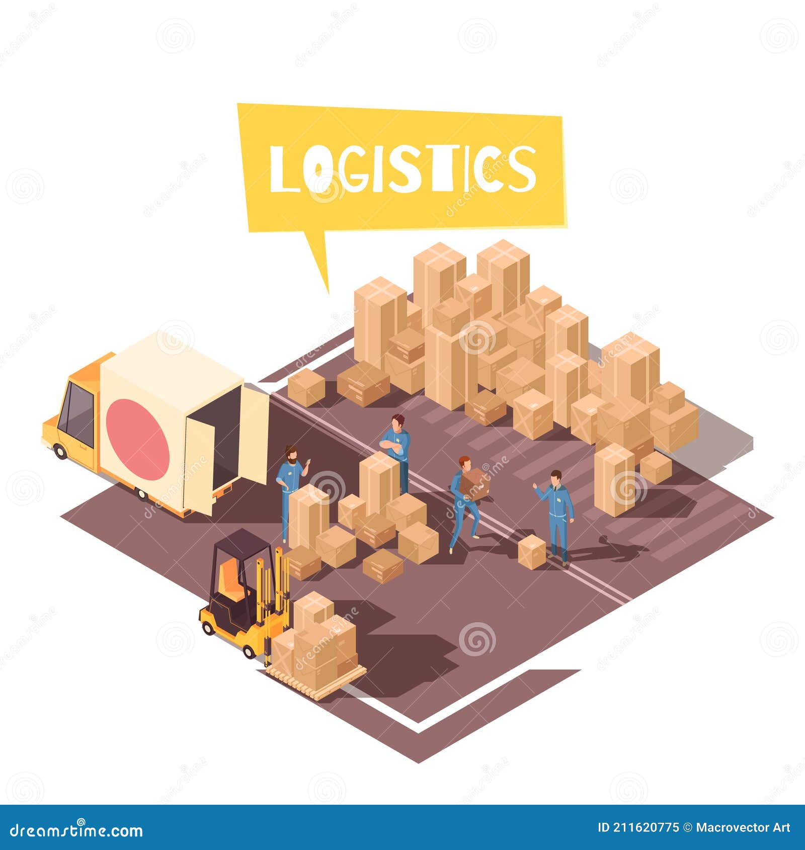 Warehouse, Loaders Team, Logistic Working Process Cartoon Vector ...