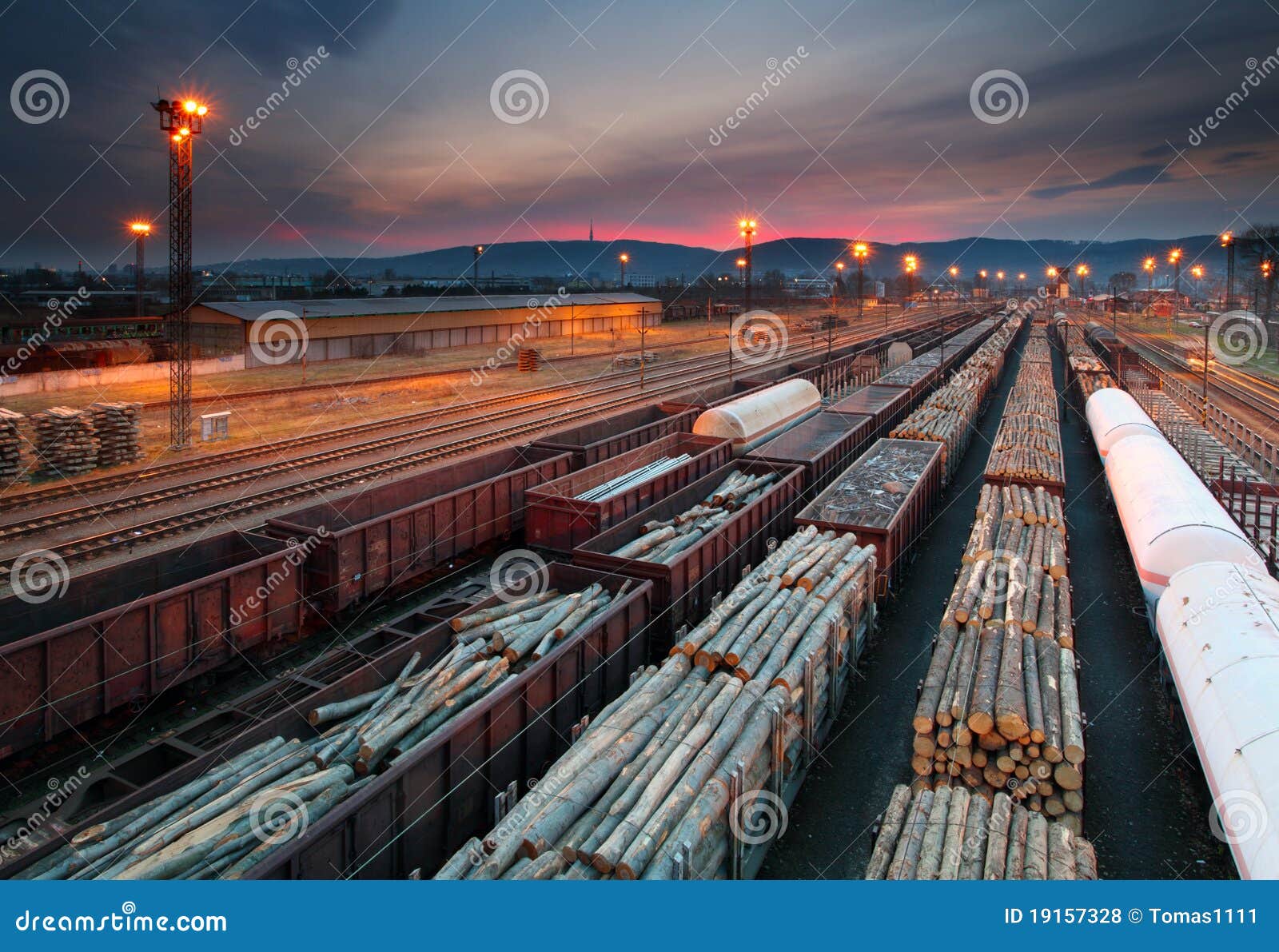 Freight Station with Trains Stock Photo - Image of rail, industrial ...