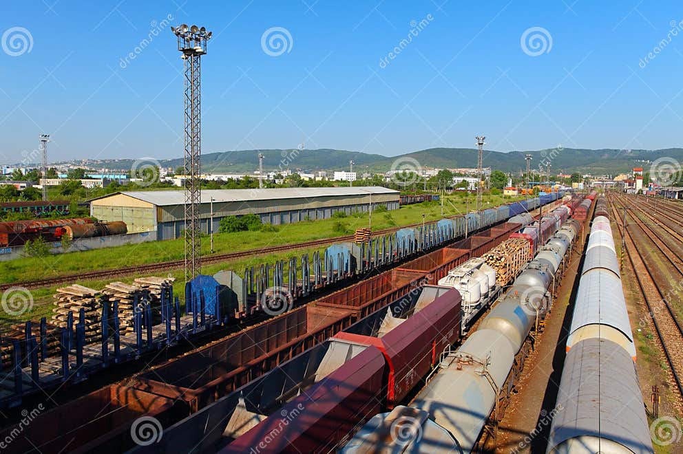 Freight Station with Trains Stock Photo - Image of junction ...