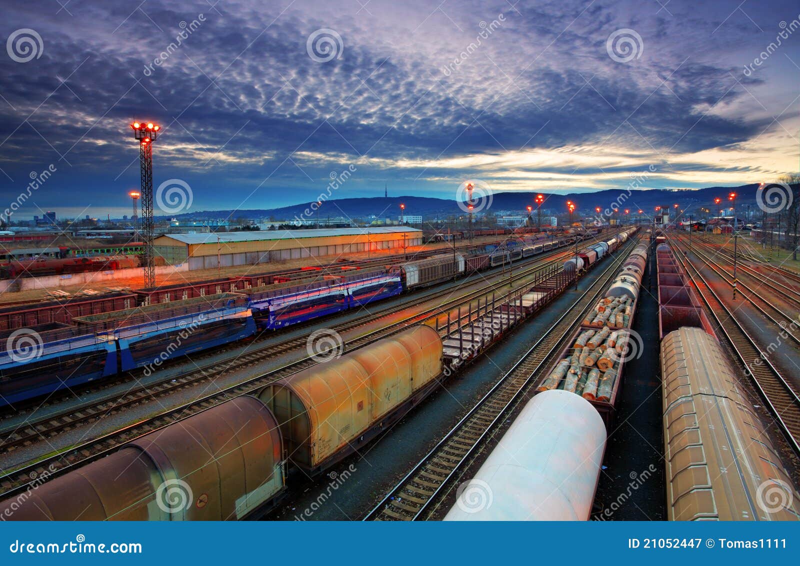 Freight Station with Trains Stock Image - Image of depot, platform ...