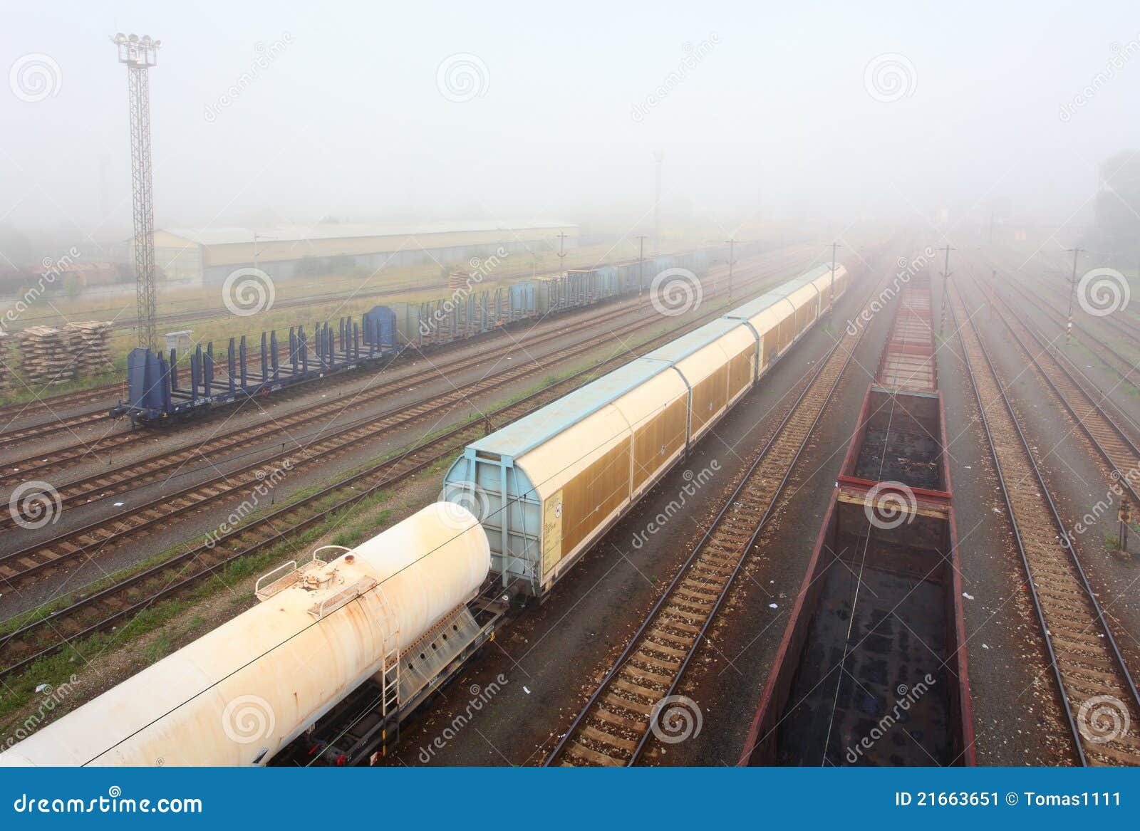 Freight Station with Trains Stock Image - Image of misty, goods: 21663651