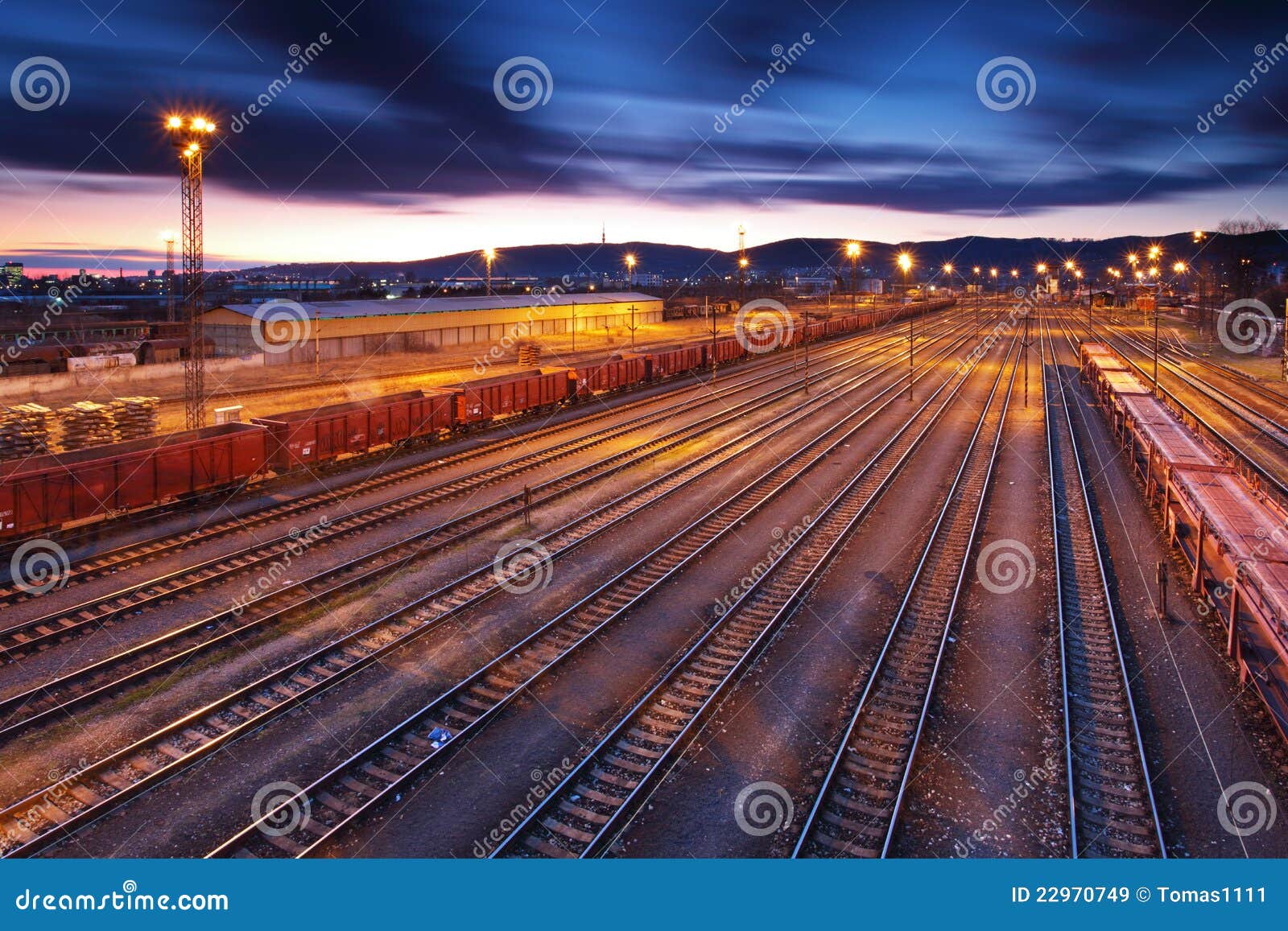 Freight Station with Trains Stock Image - Image of deliver, electrified ...
