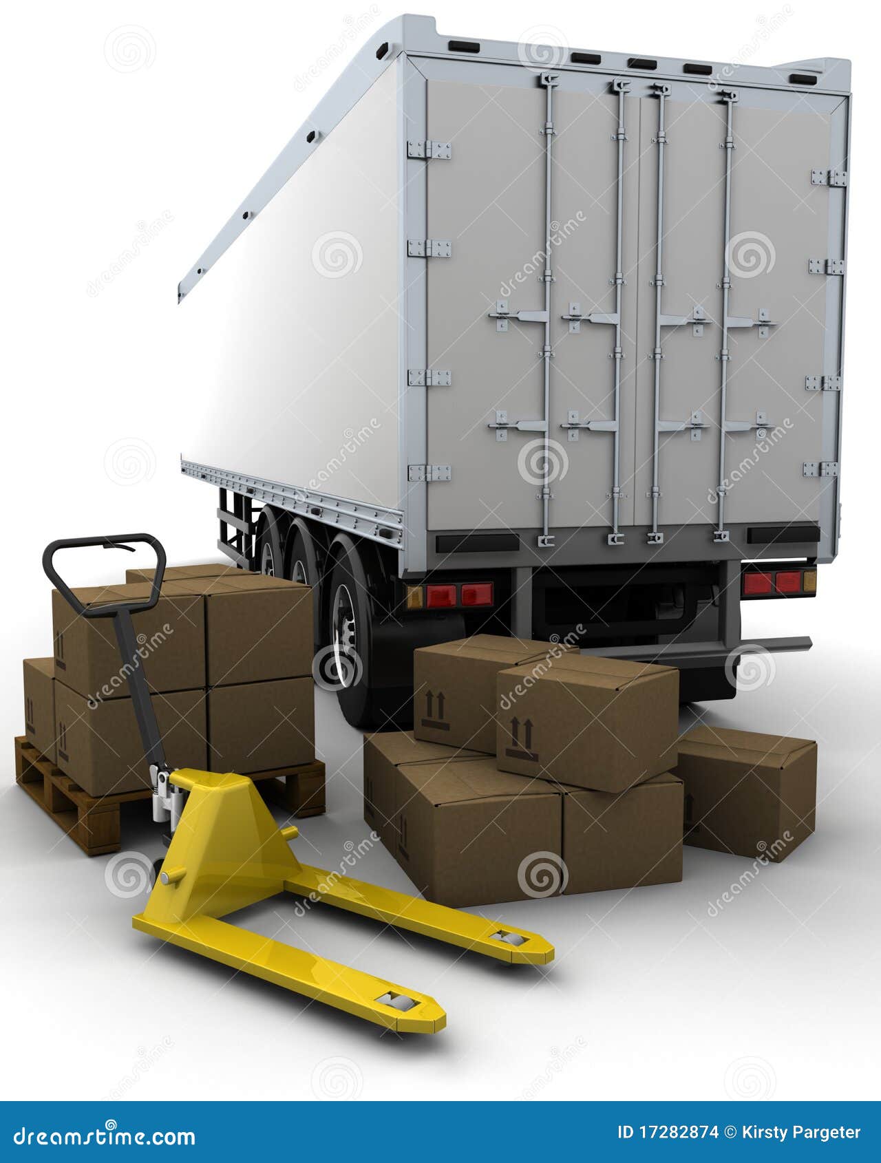 Freight Trailer and Shipping Boxes Stock Illustration - Illustration of ...