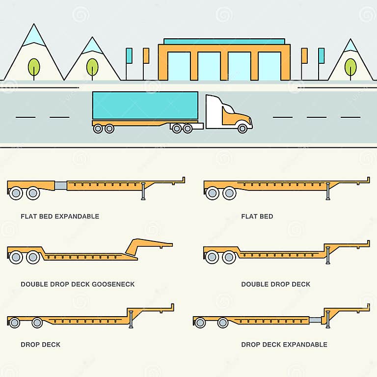 Freight Trailer and Trucks Types Infographics Stock Vector ...