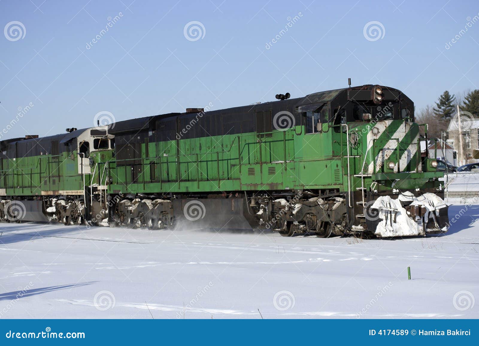 Green Freight Train Transports Cargo By Rail Royalty-Free Stock Photo ...