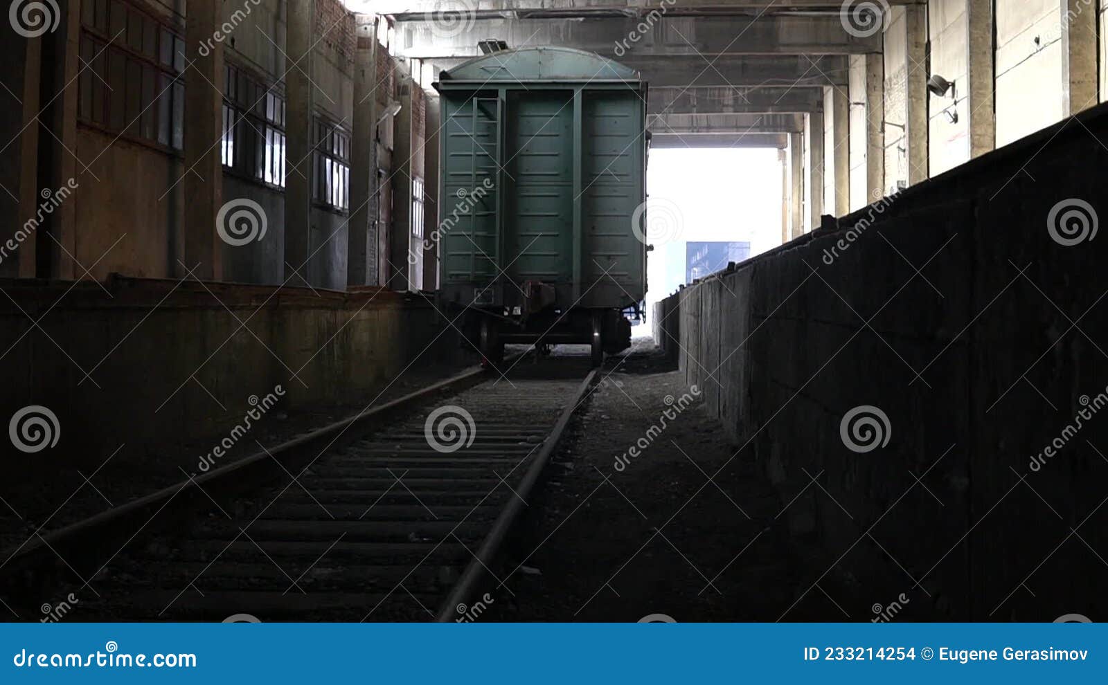 Freight Train Boxcar with Cargo Containers at Railway Dead End Storage ...