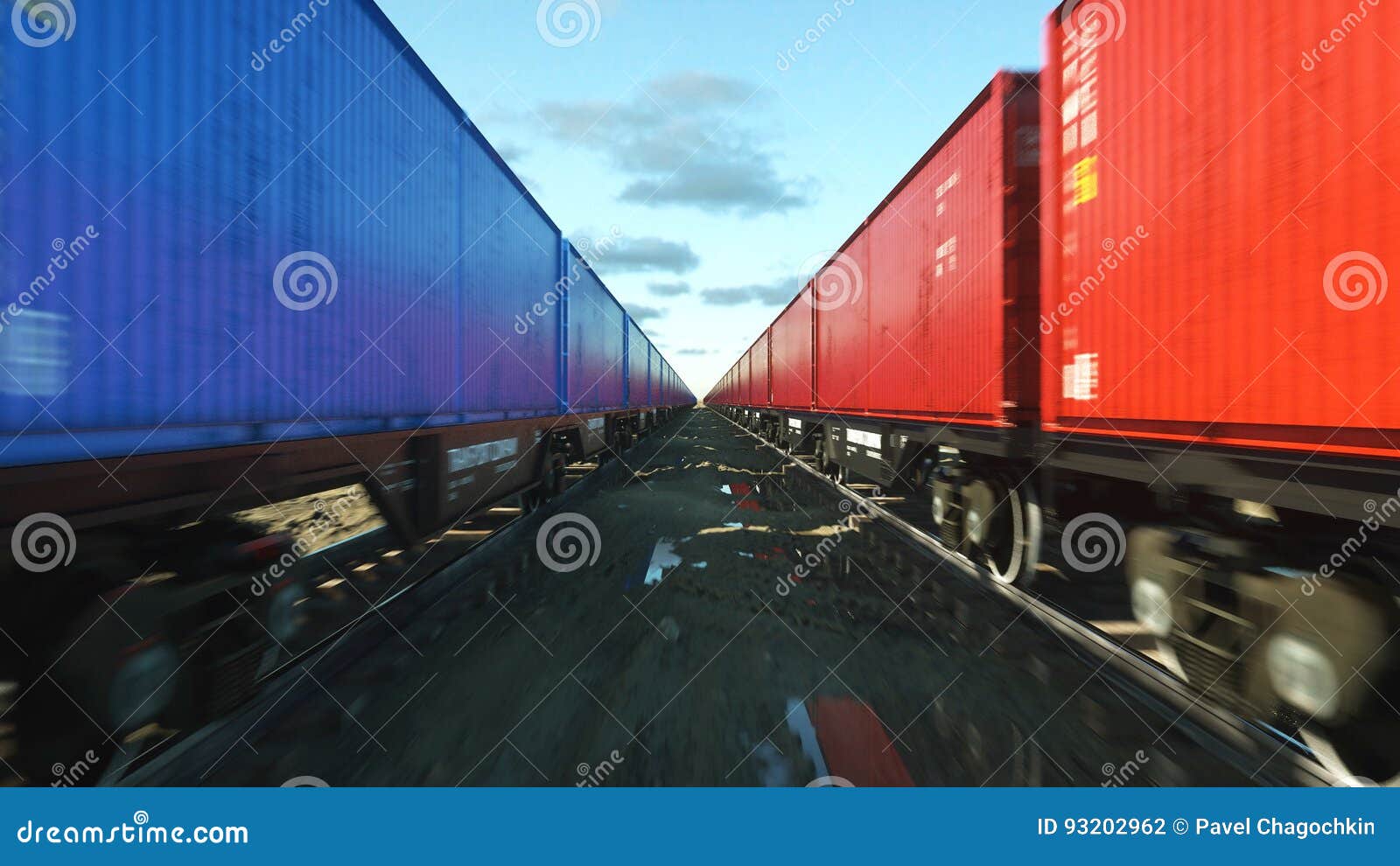 Freight Train with Cargo Containers. Logystic Concept. 3d Rendering ...