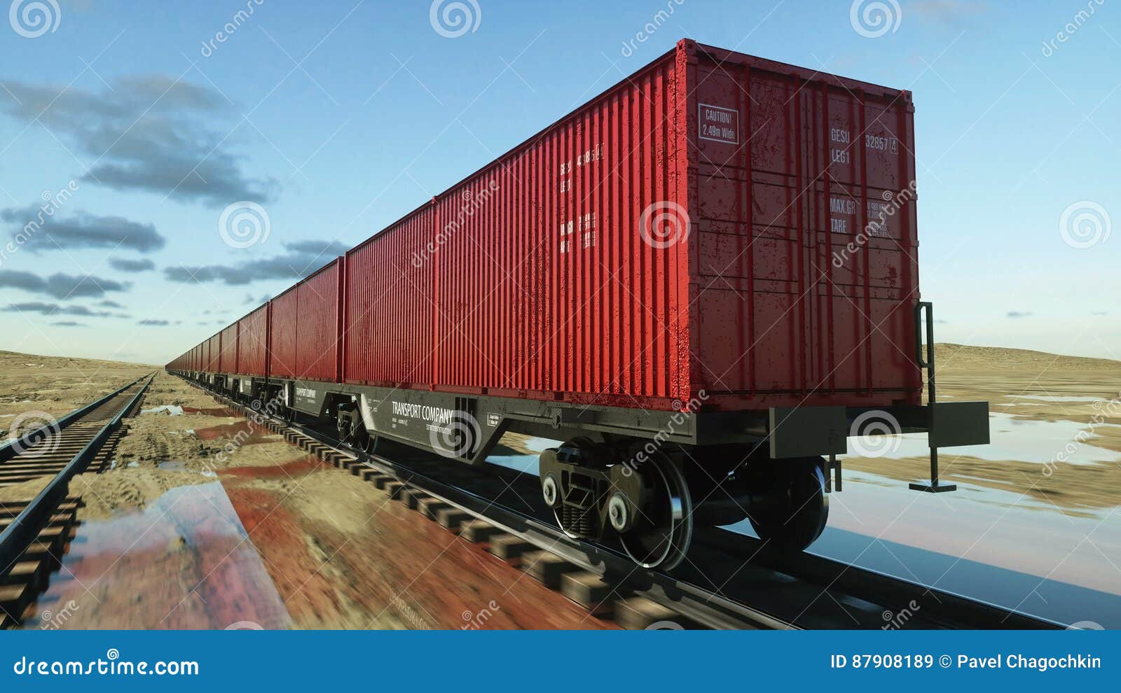 Freight Train with Cargo Containers. Logystic Concept. Realistic ...