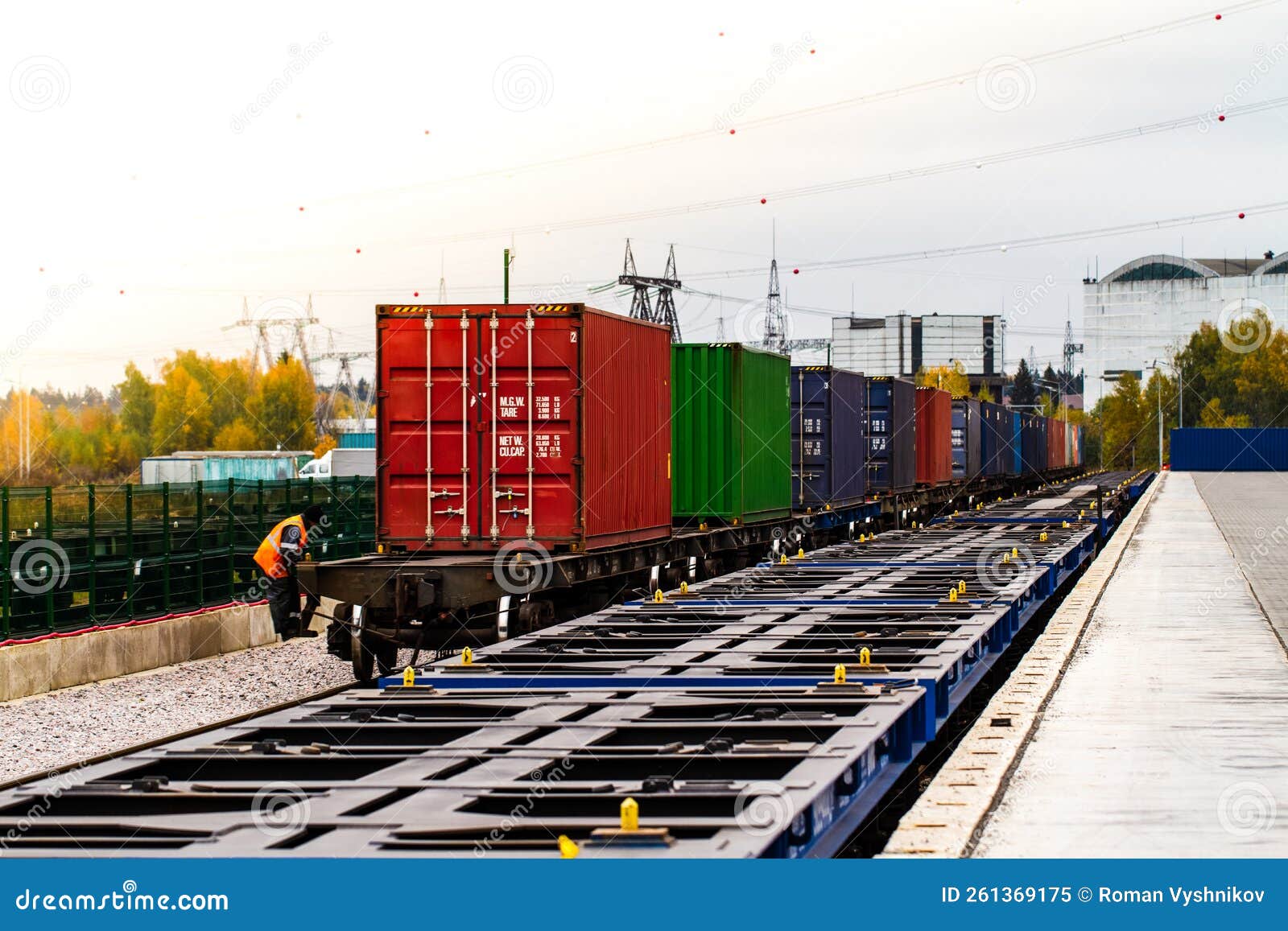 Freight Train. Cargo Containers Transportation by Railway Stock Image ...