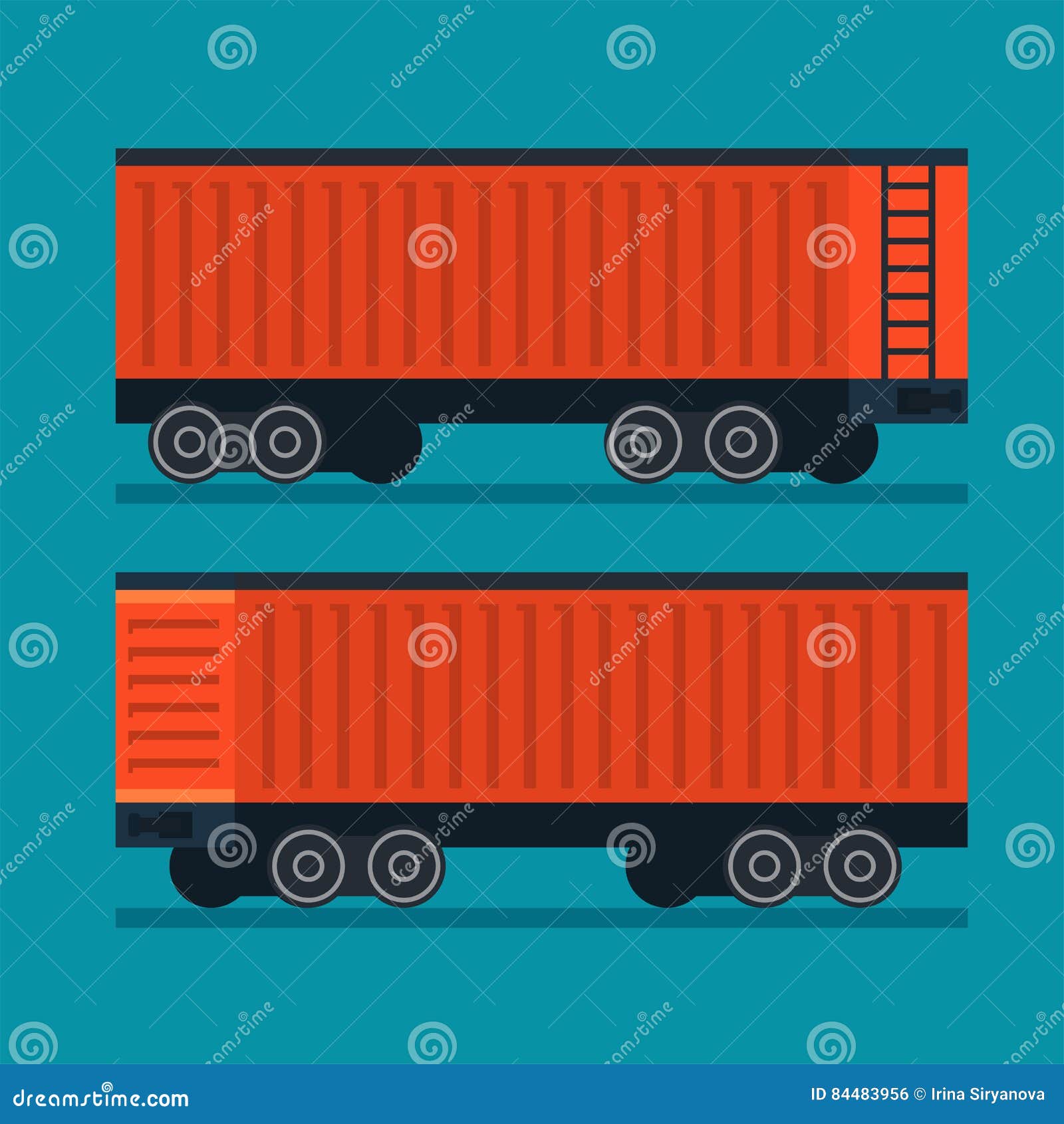 Set Of Train Cargo Wagons, Cisterns, Tanks, Cars Cartoon Vector ...
