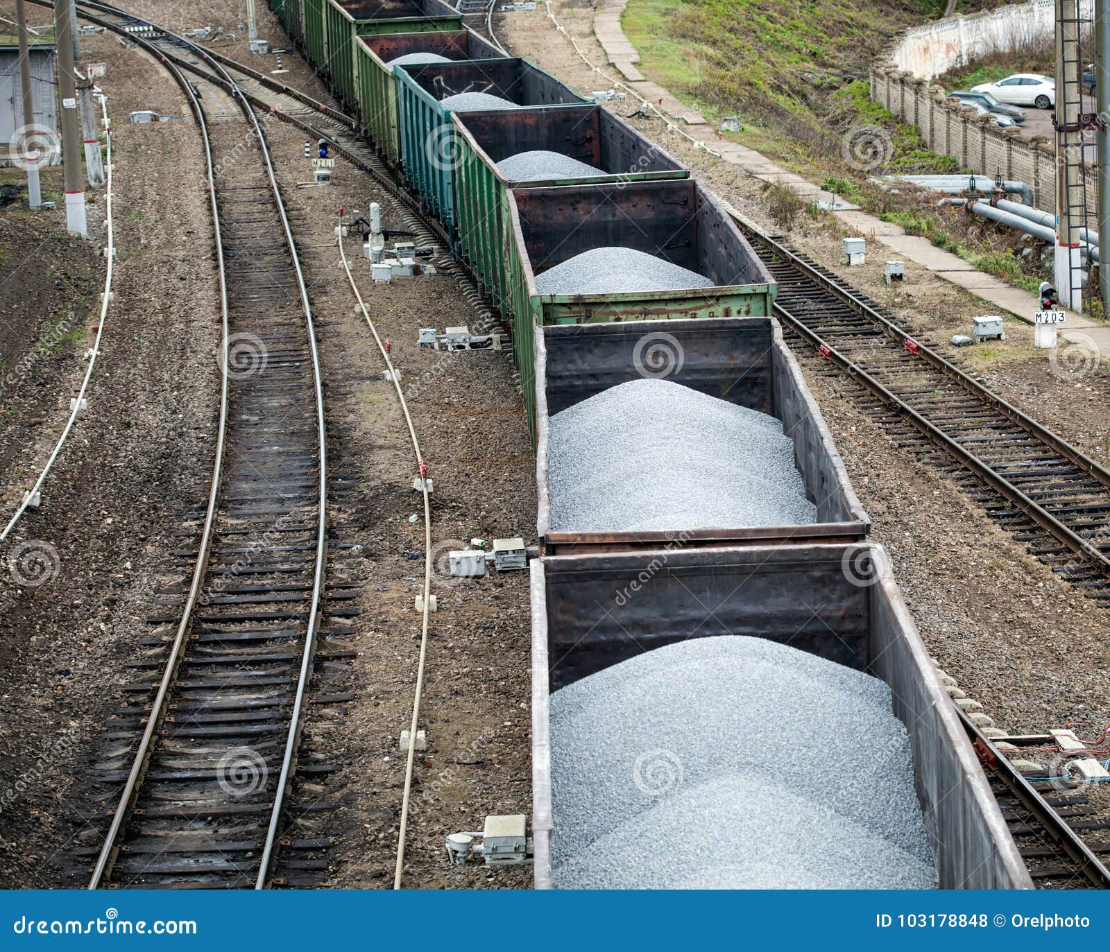 Freight Train Carrying Gravel in Wagons Stock Photo - Image of goods ...