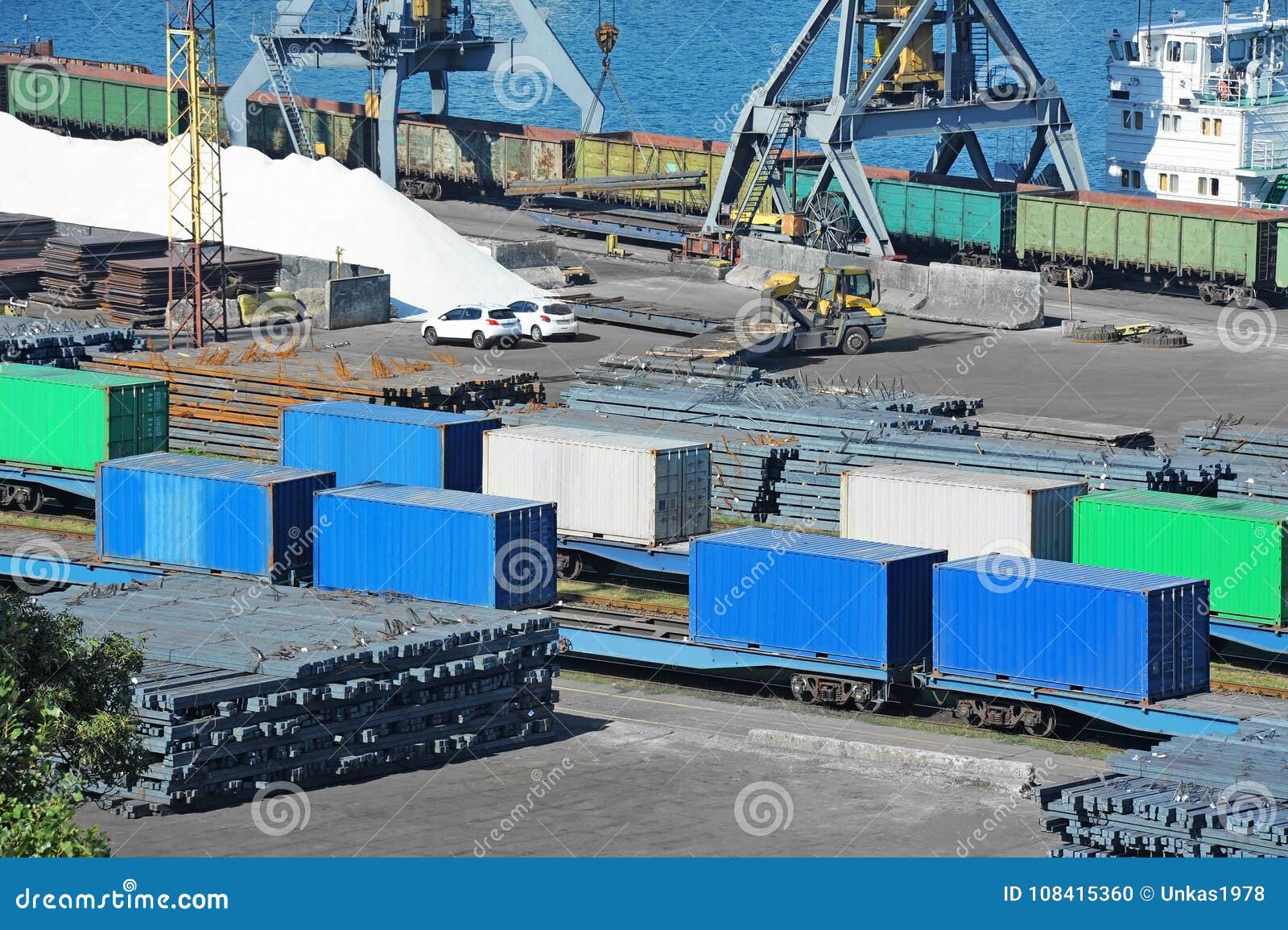 Freight Train, Container and Metal Stock Photo - Image of material ...