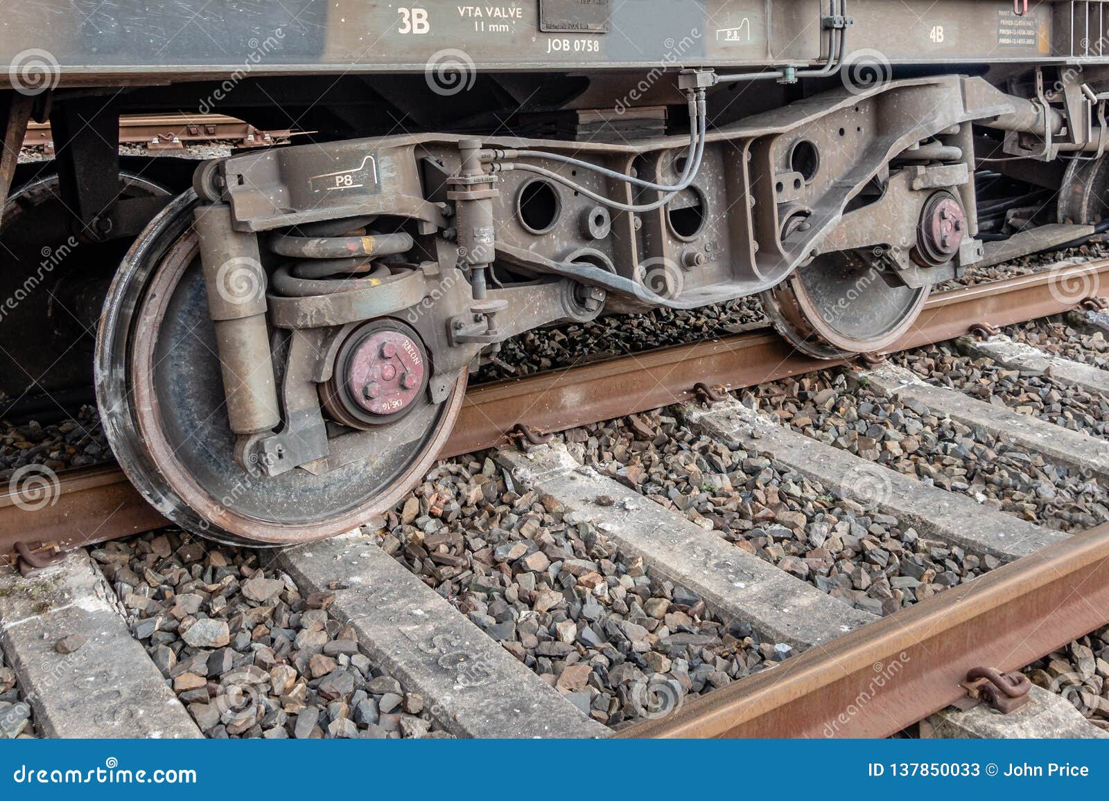 Freight Train with Derailed Wheel Set Stock Image - Image of derailment ...