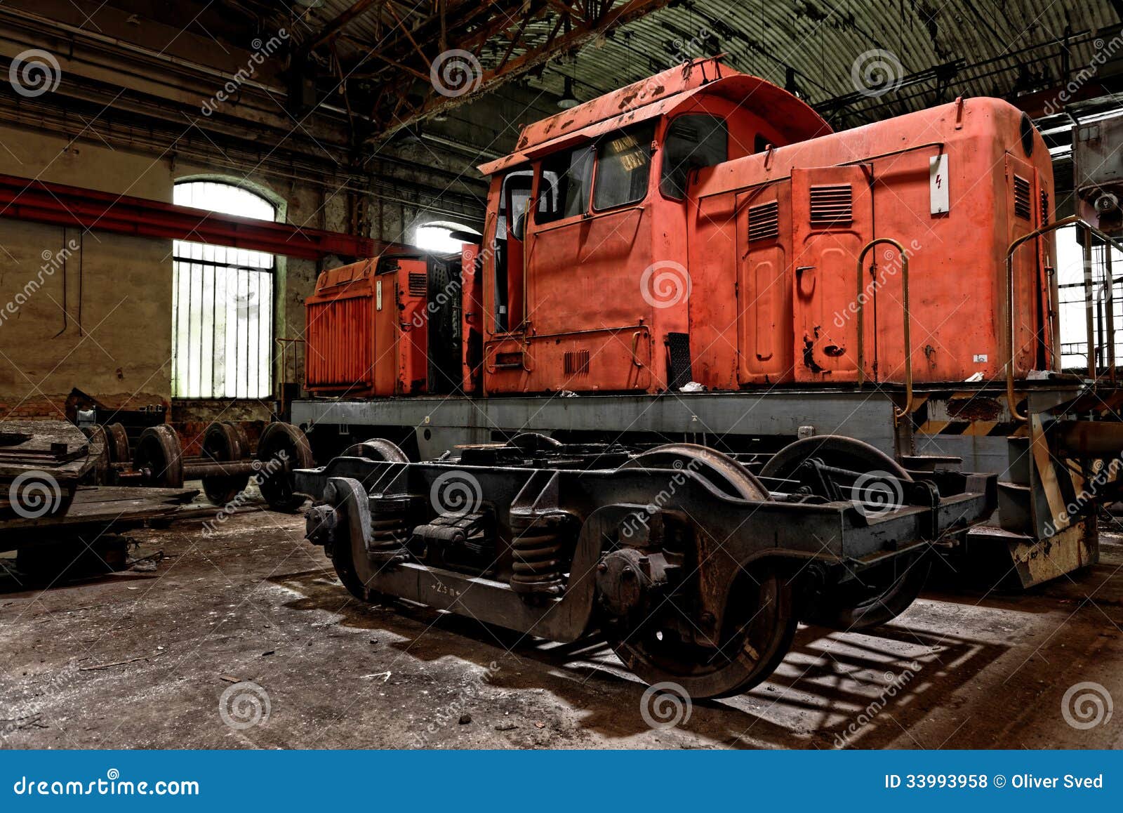 Freight train in garage stock photo. Image of rail, building - 33993958
