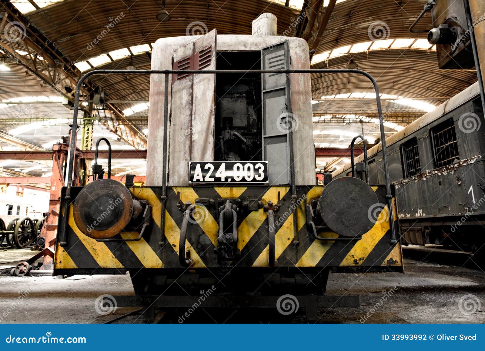 Freight train in garage stock photo. Image of cargo, construction ...