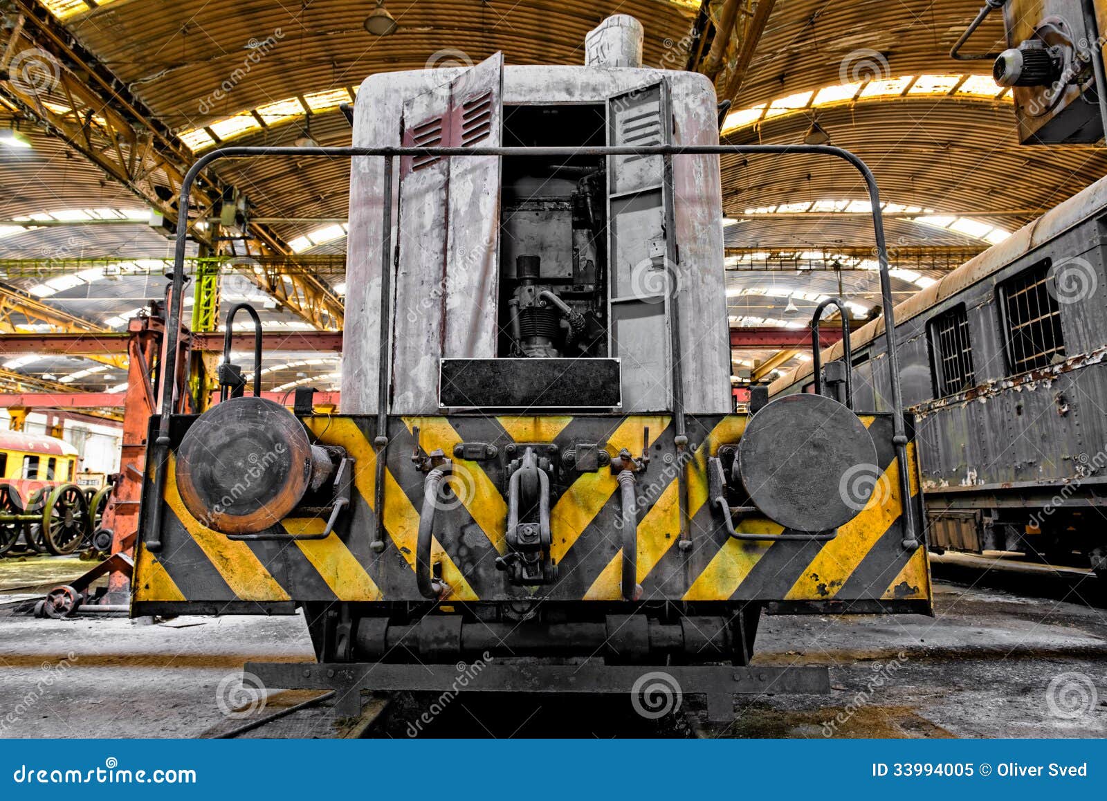 Freight train in garage stock image. Image of indoors - 33994005