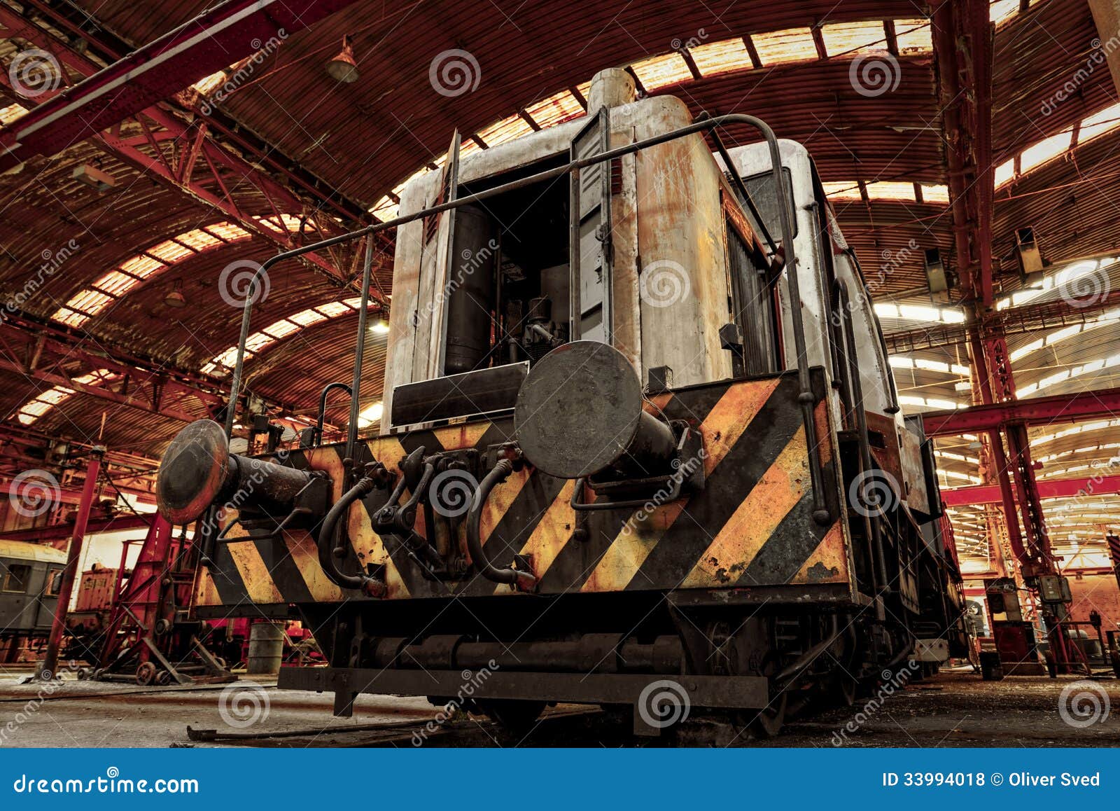 Freight train in garage stock photo. Image of track, power - 33994018