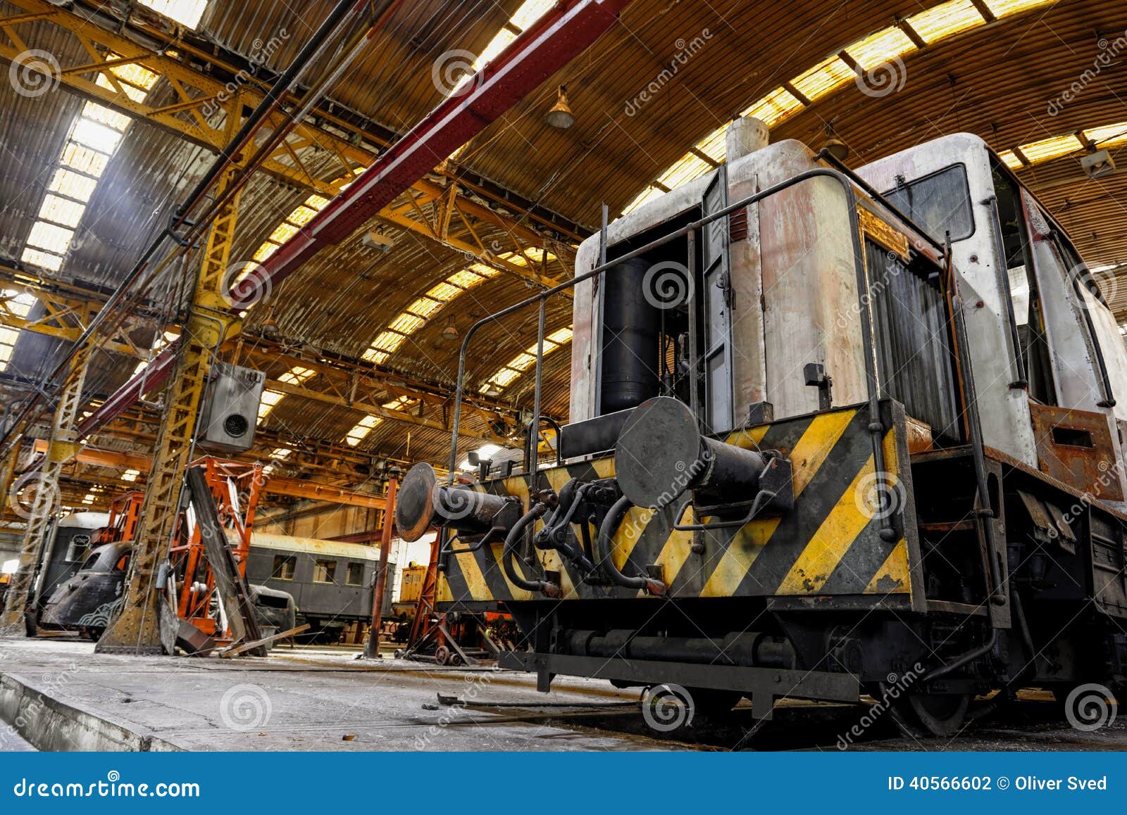 Freight train in garage stock photo. Image of industry - 40566602