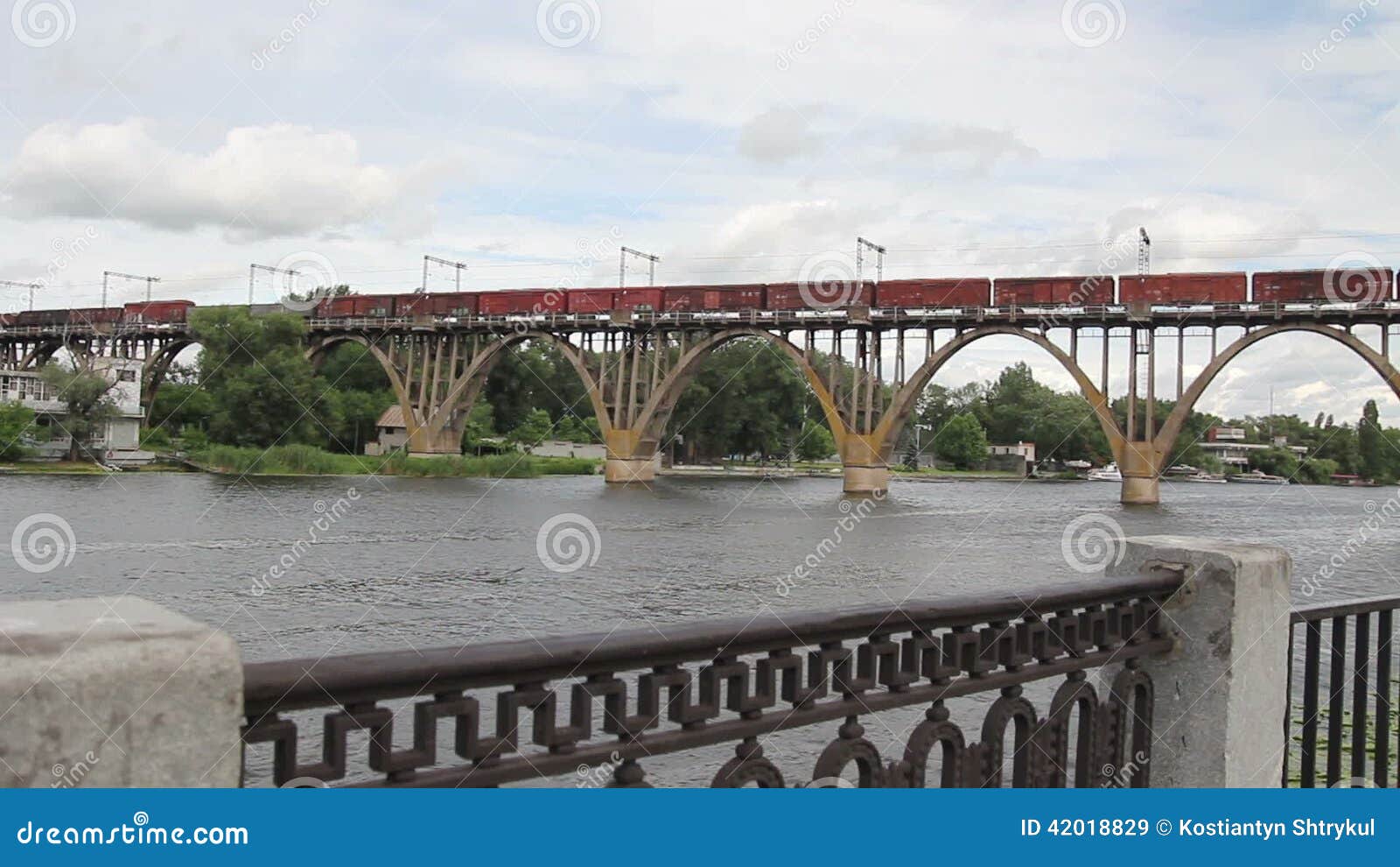 Freight Train Going Over the Bridge Stock Video - Video of business ...