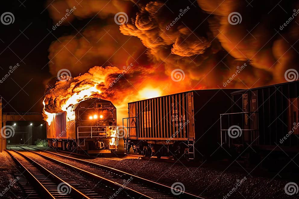 A Freight Train Has Caught Fire, Causing Significant Damage To the ...