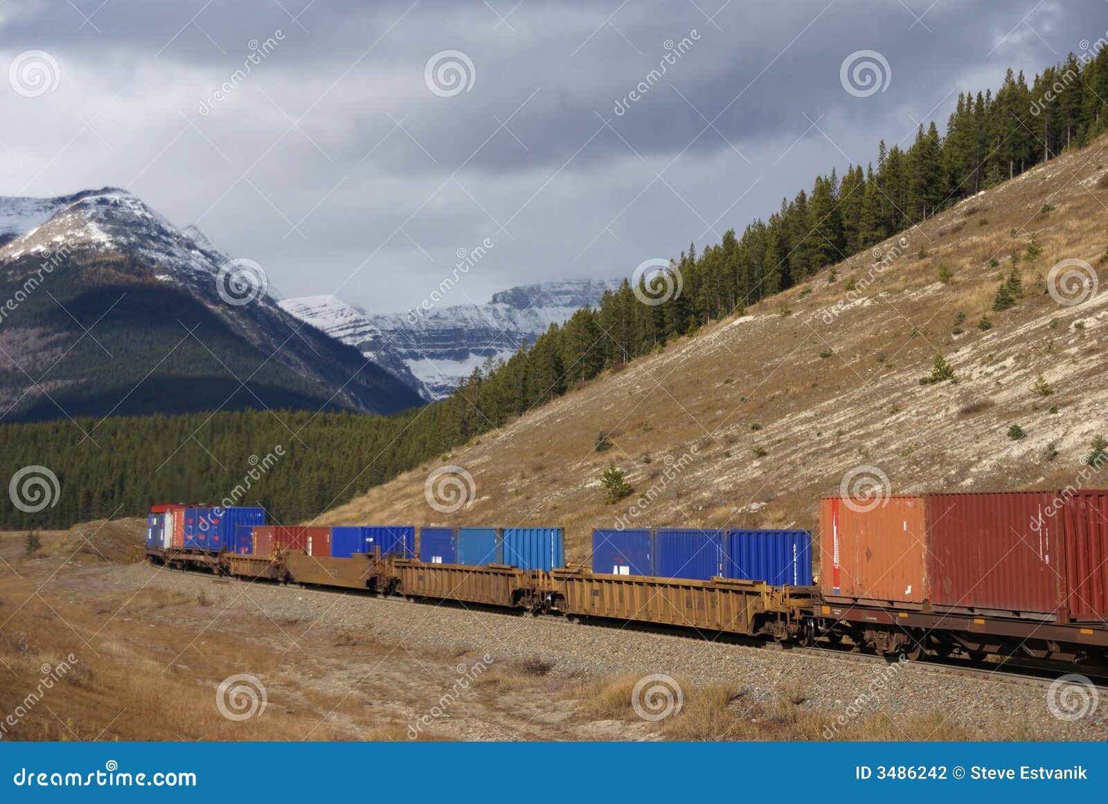 Freight train hauling stock photo. Image of cars, rails - 3486242