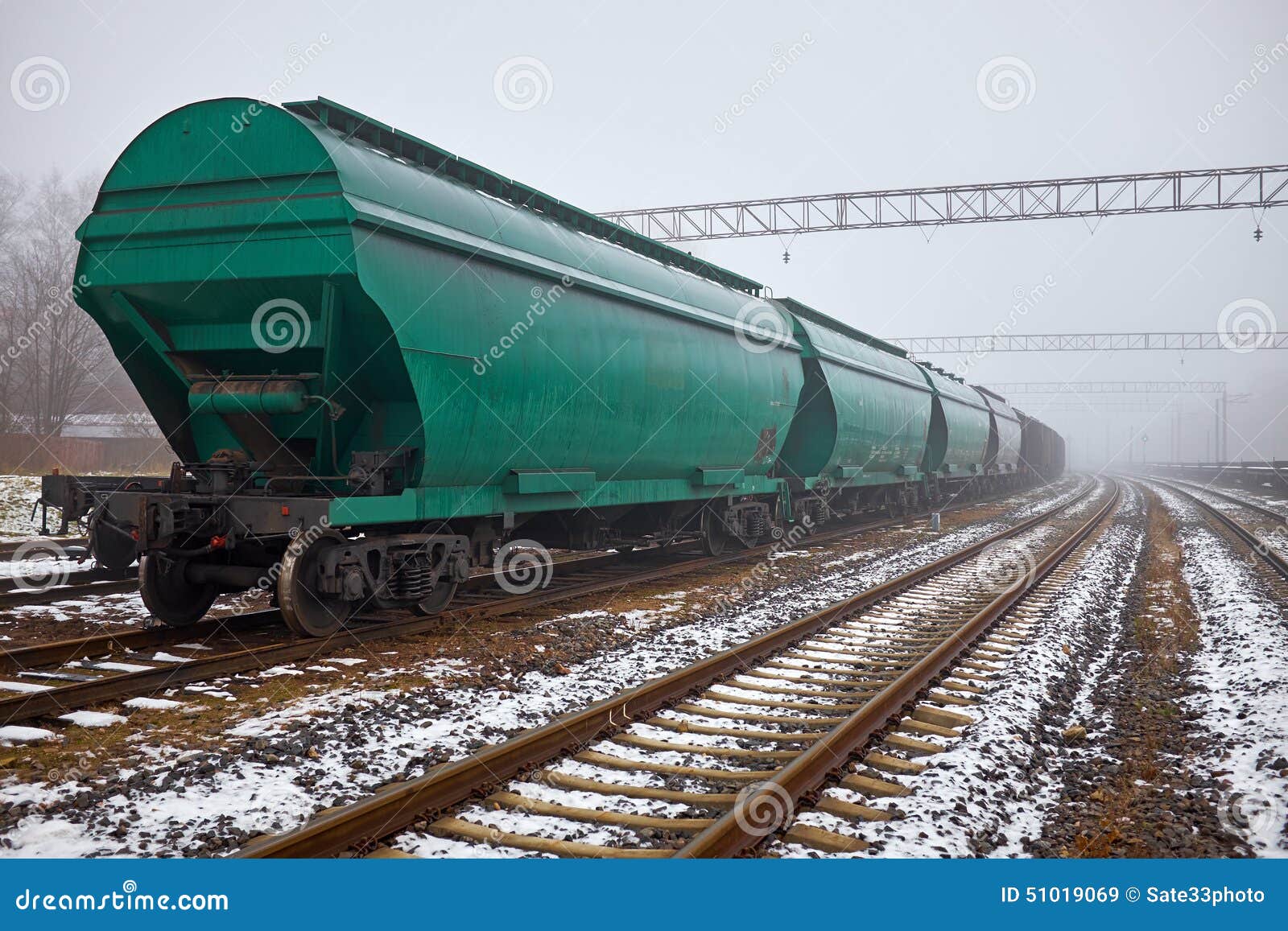 Freight Train with Hopper Cars in the Fog Stock Image - Image of hitch ...