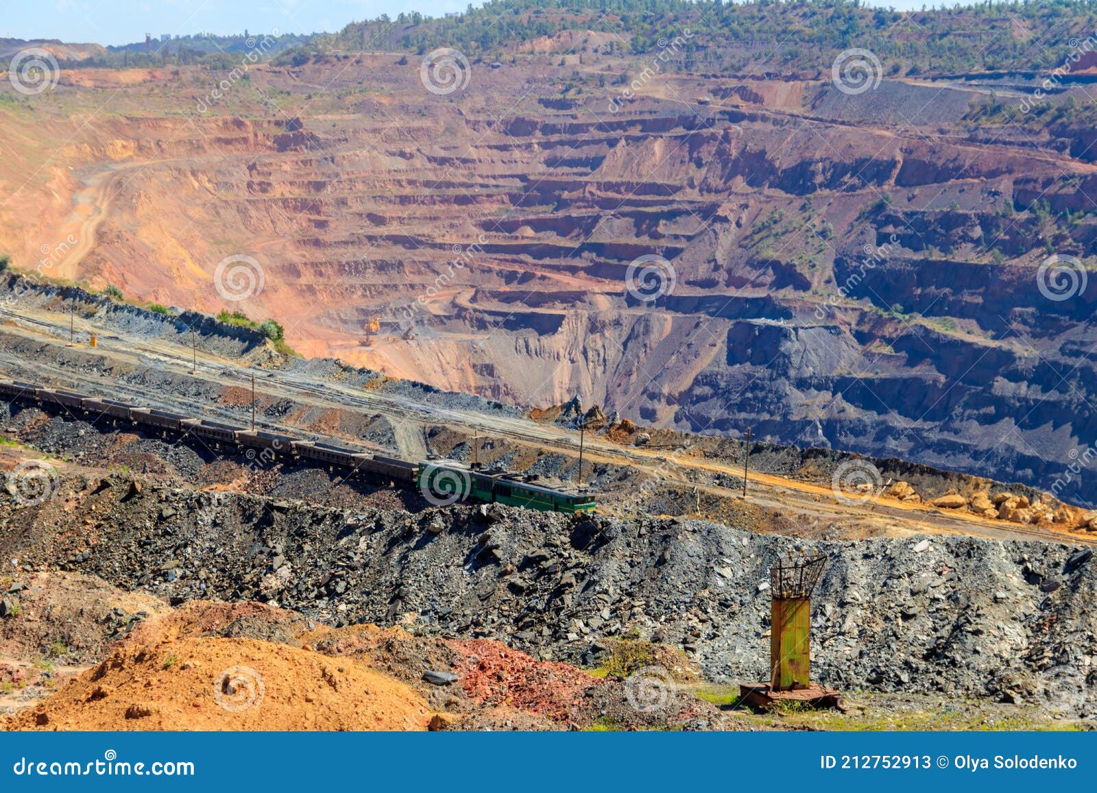 Freight Train in Iron Ore Quarry Stock Image - Image of machine ...
