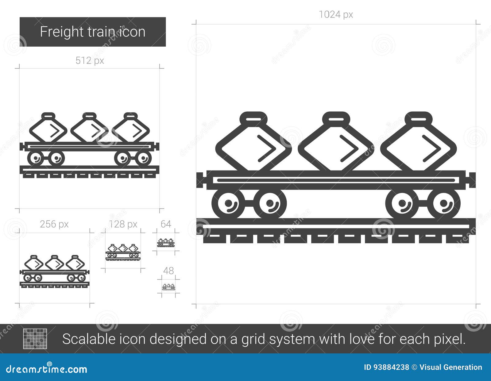 Freight train line icon. stock vector. Illustration of background ...