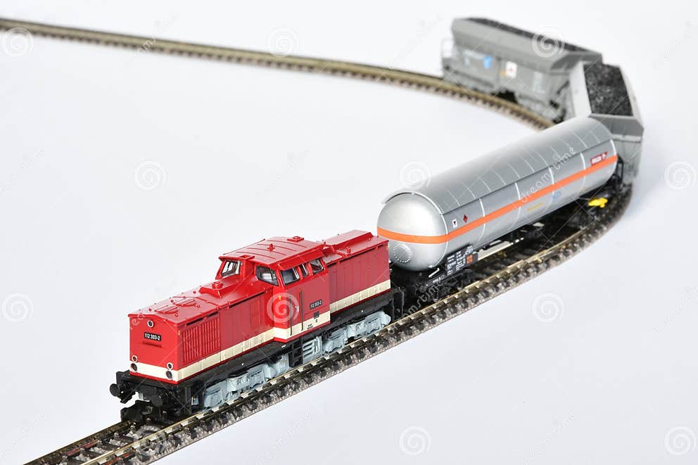 Freight Train Model Isolated on White Background Stock Image - Image of ...