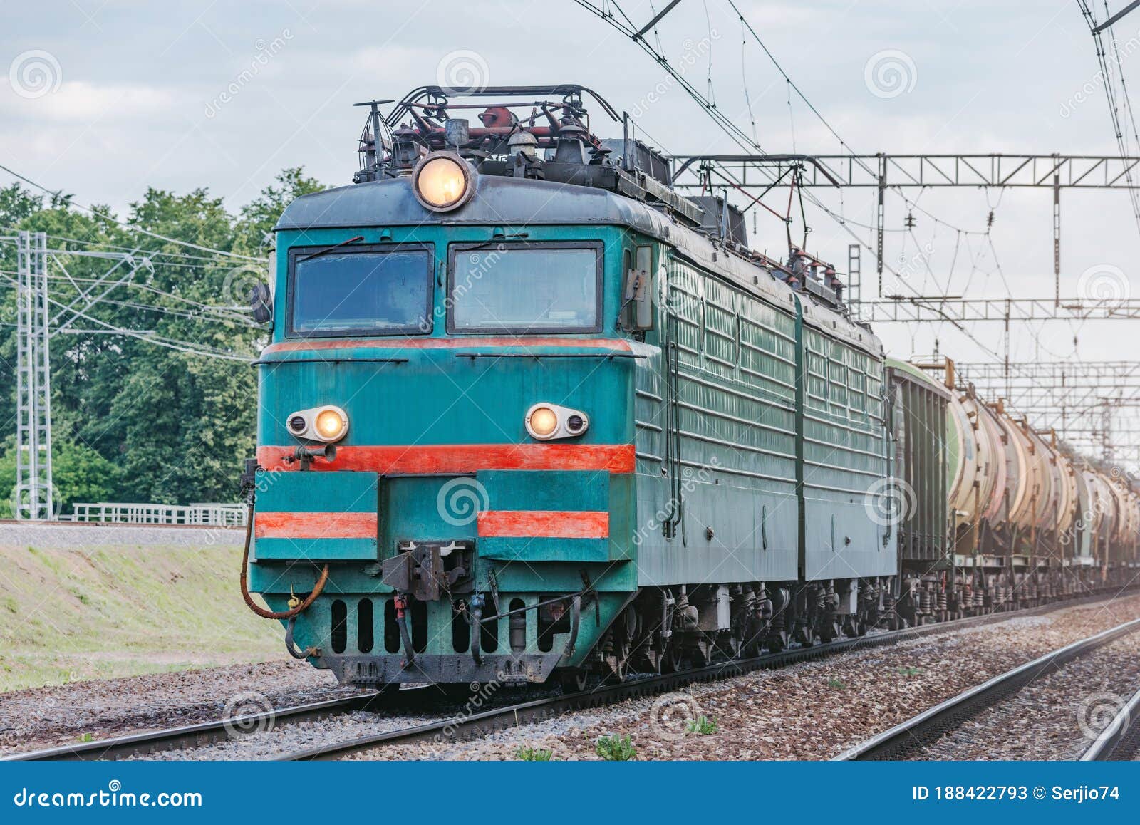 Freight Train with Oil Approaches. Stock Image - Image of cistern ...