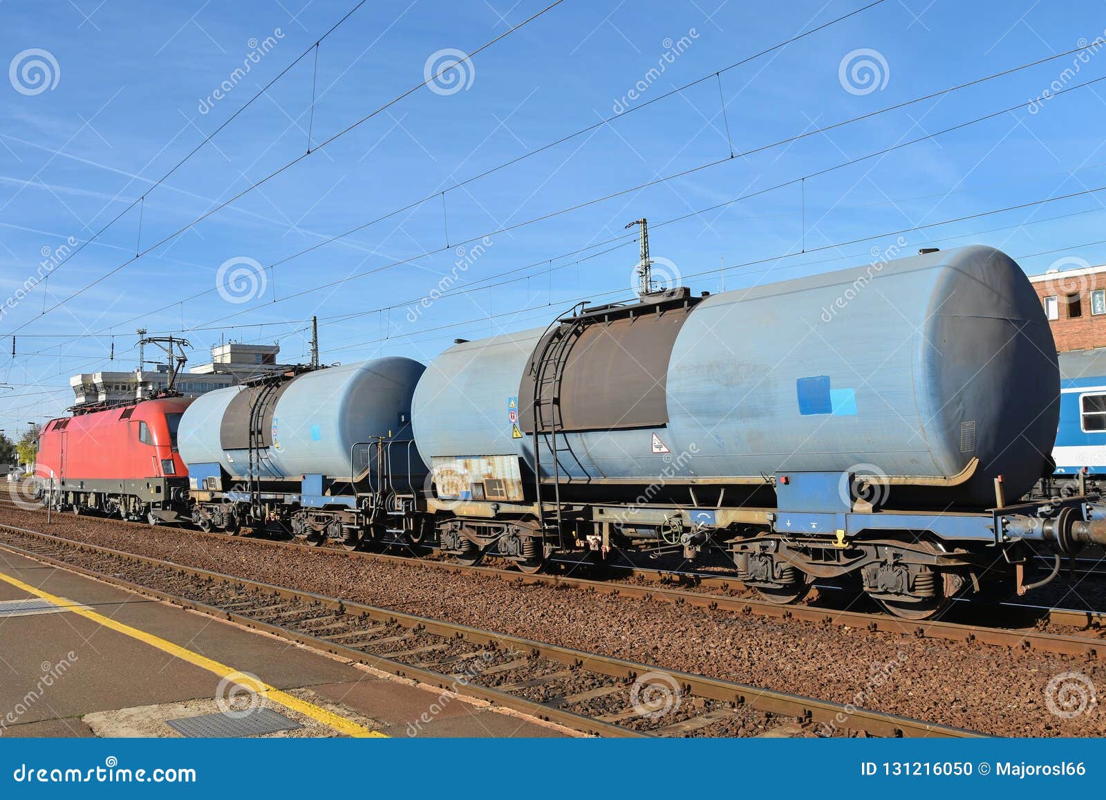 Freight Train with Oil Transporter Carriages Stock Photo - Image of ...