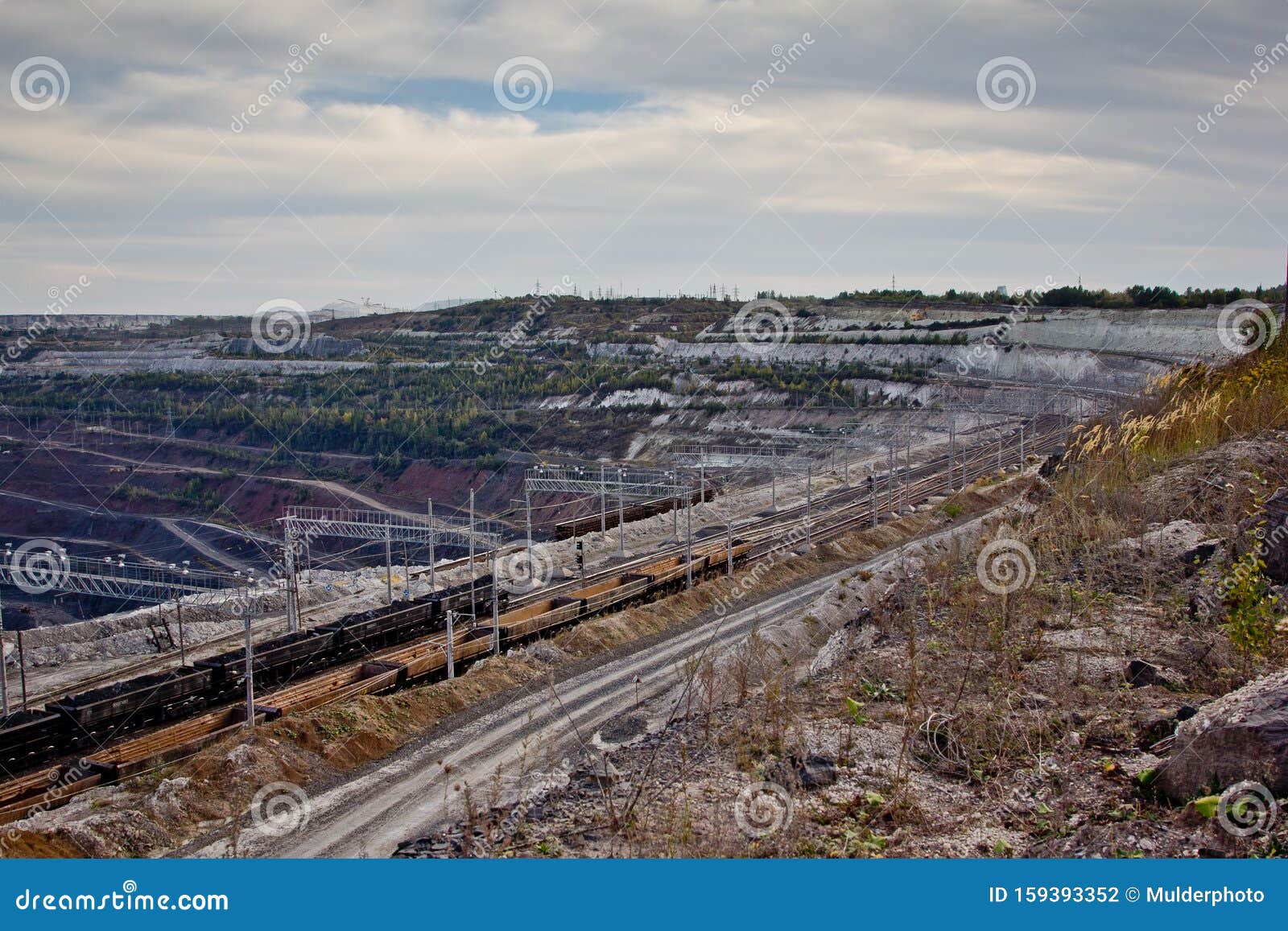 Freight Train with Ore in Open Mining Quarry Stock Photo - Image of ...