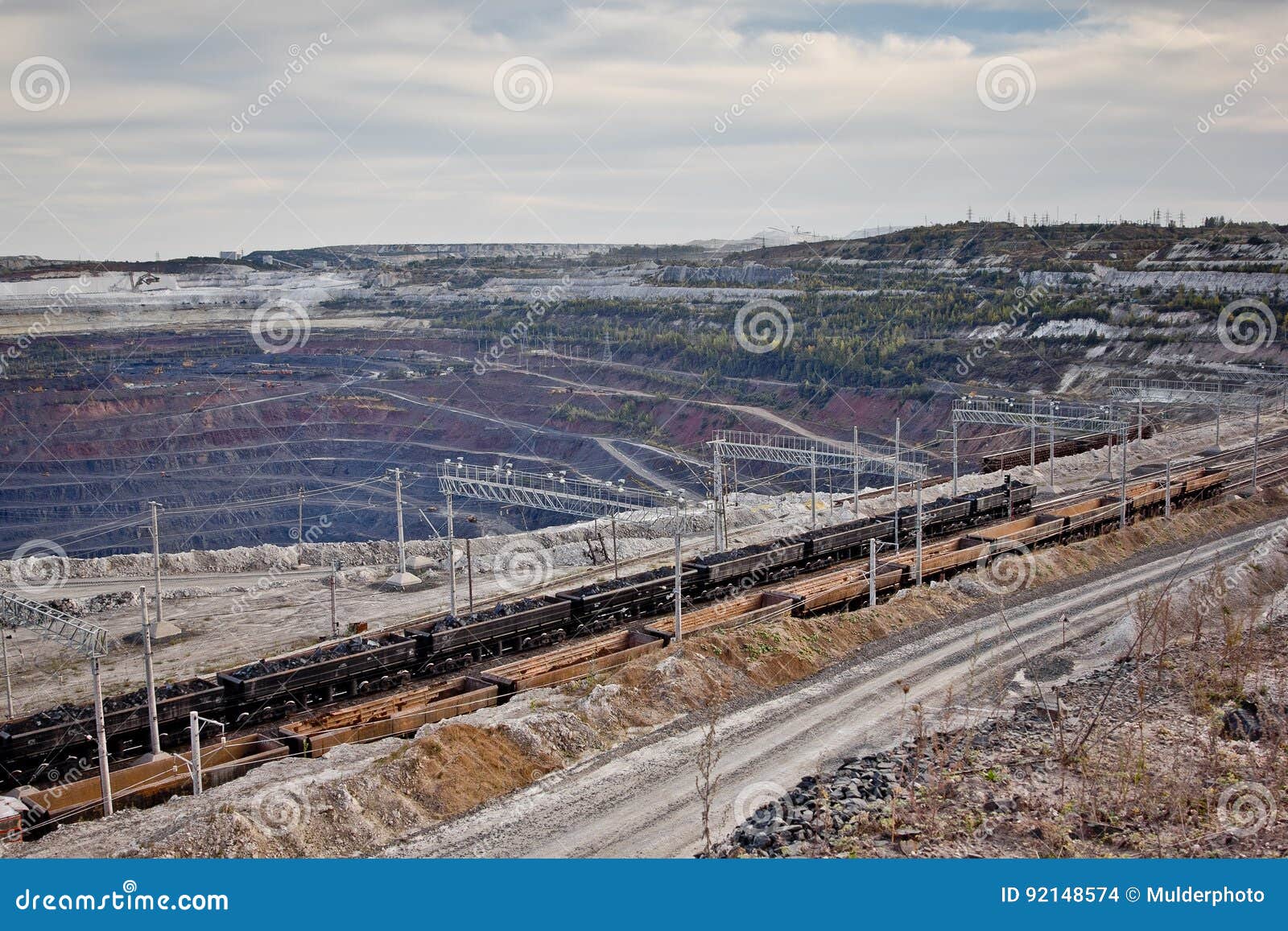 Freight Train with Ore in Quarry of the Stoilensky Mining and ...