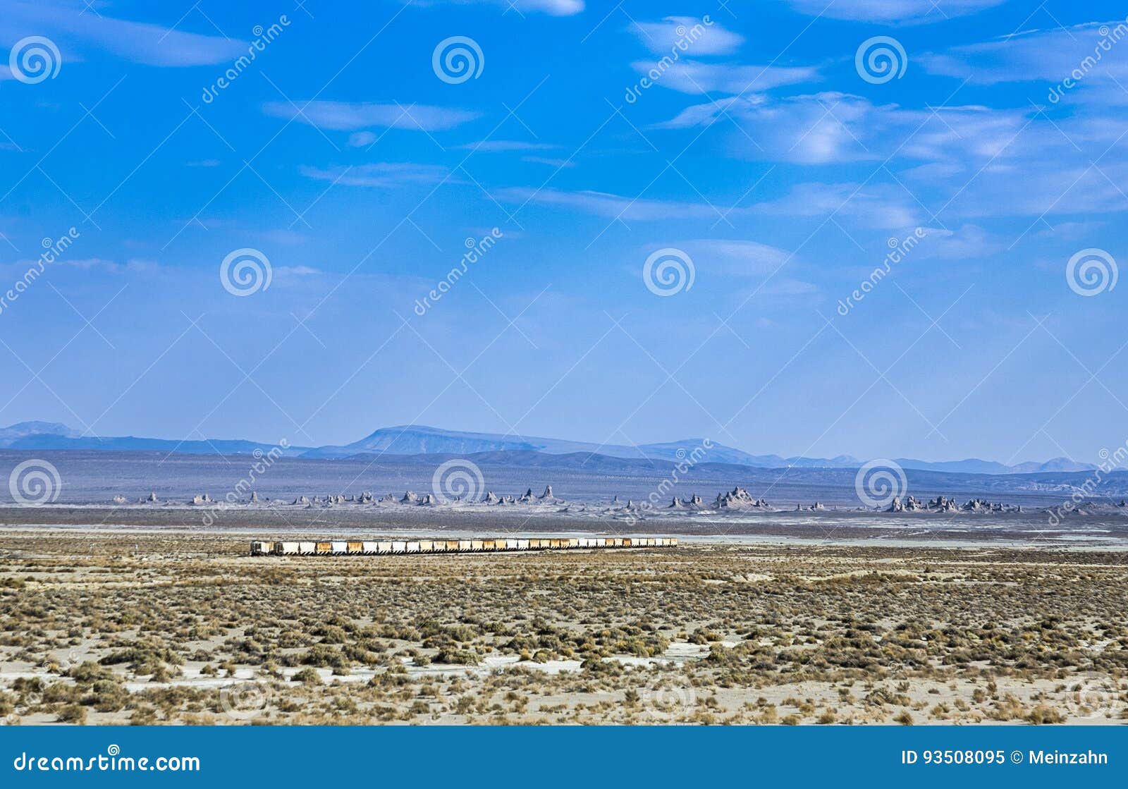 Freight Train Passes Lowlands Near Ridgecrest Stock Image - Image of ...