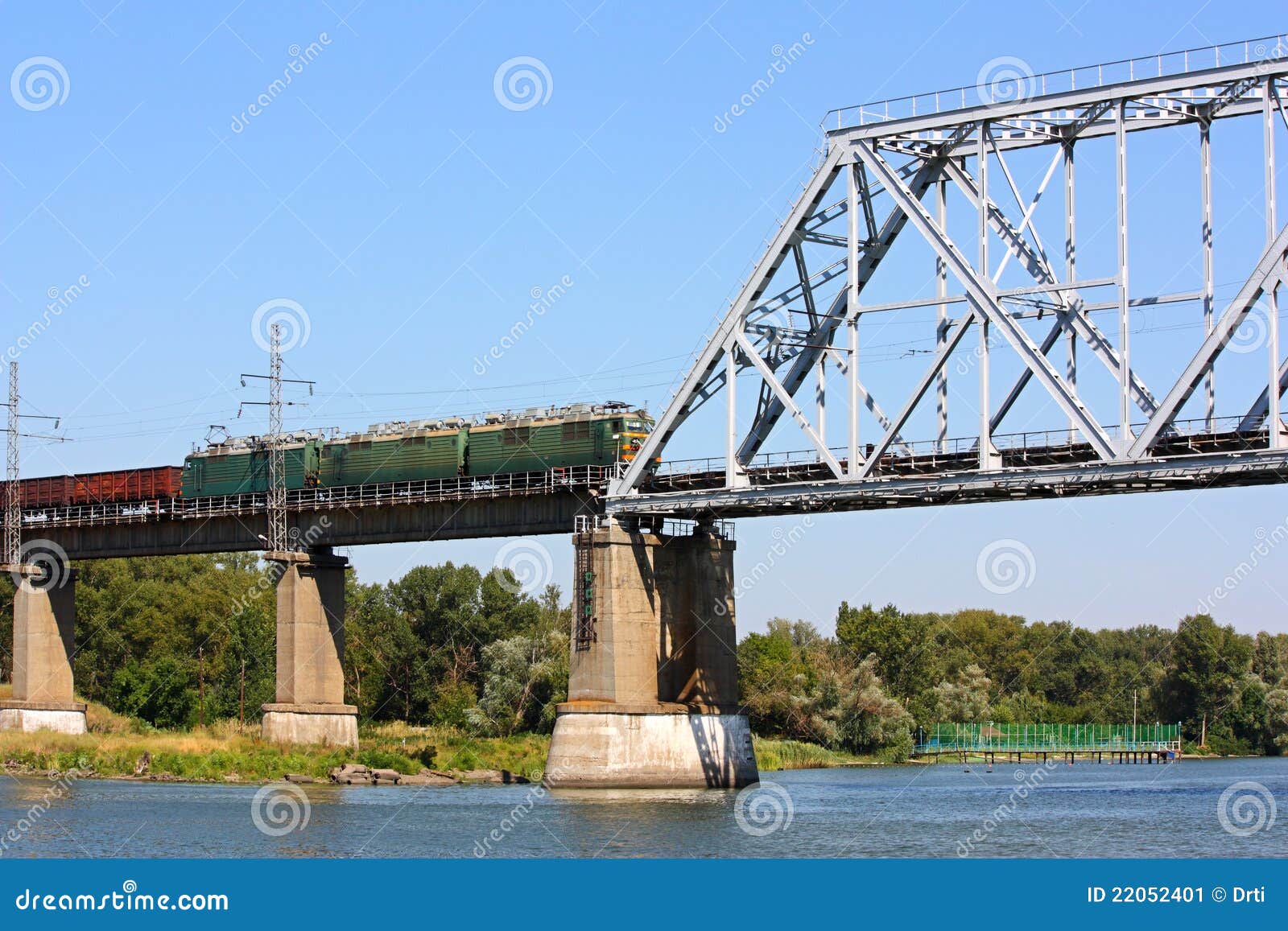 Freight Train on the Railway Bridge Stock Image - Image of shipment ...