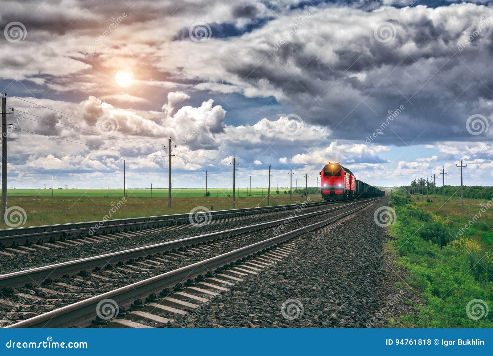 Freight Train at Railway Station Stock Photo - Image of nature, freight ...