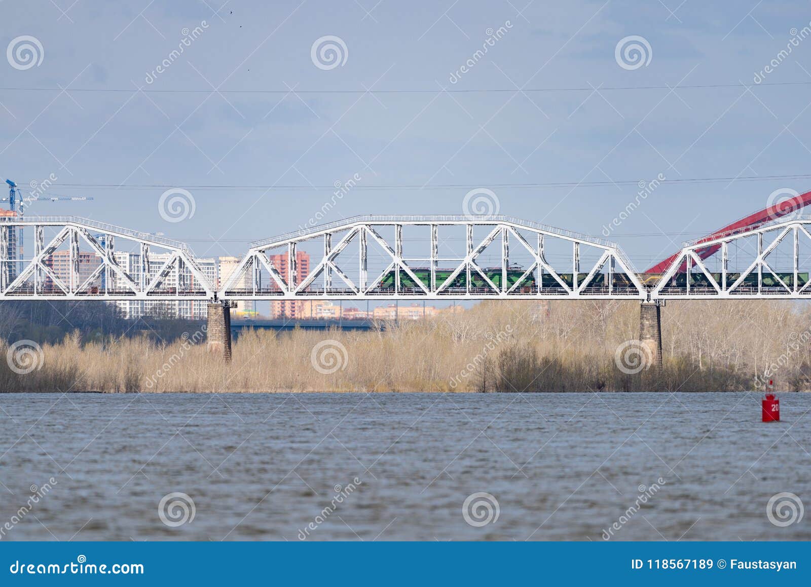 Freight Train Rides Over the Bridge Stock Image - Image of cargo, iron ...