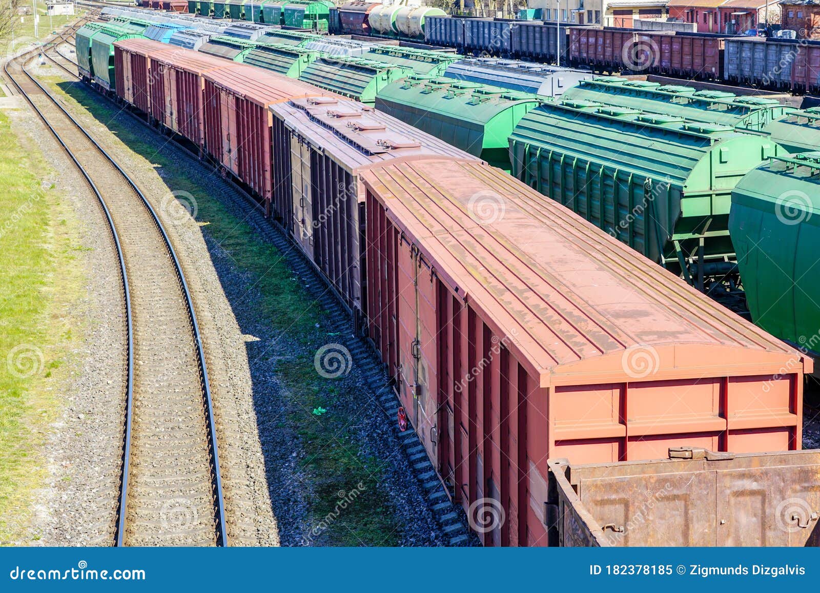 Freight Train Sets on the Left Turn , Top View Stock Image - Image of ...