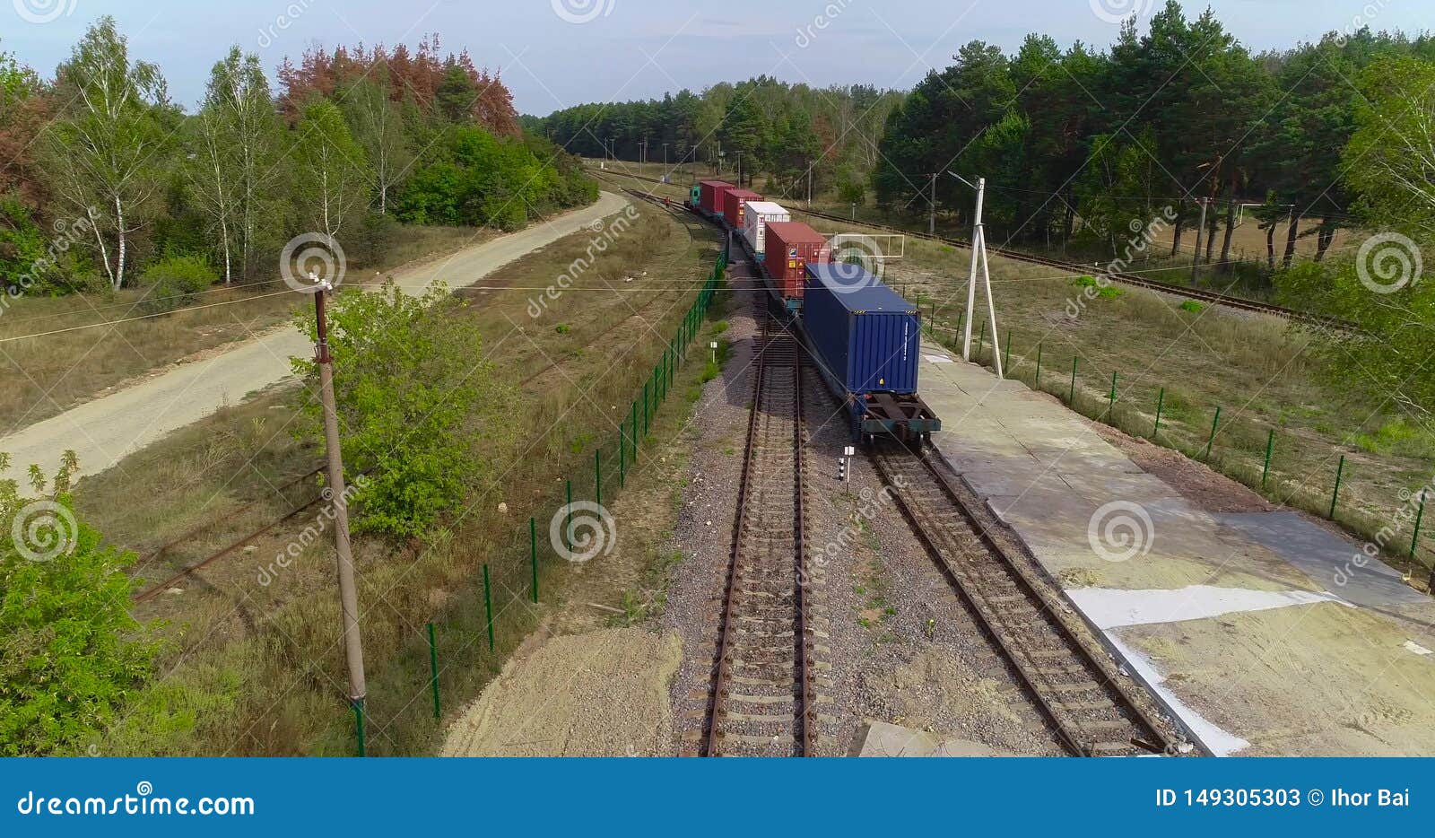Freight Train Slowly Go through the Factory. Railway Structure in the ...